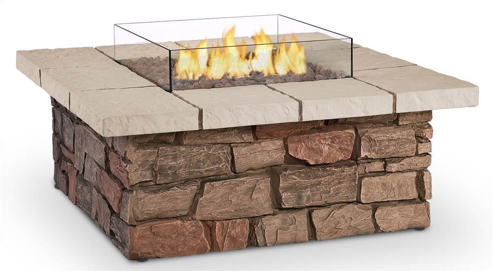 Sedona 38" Square Concrete Propane or Natural Gas Fire Pit Table in ...