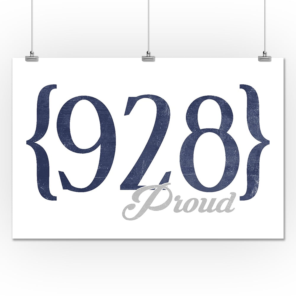 Sedona, Arizona - 928 Area Code (Blue) - Lantern Press Artwork (24x36 ...