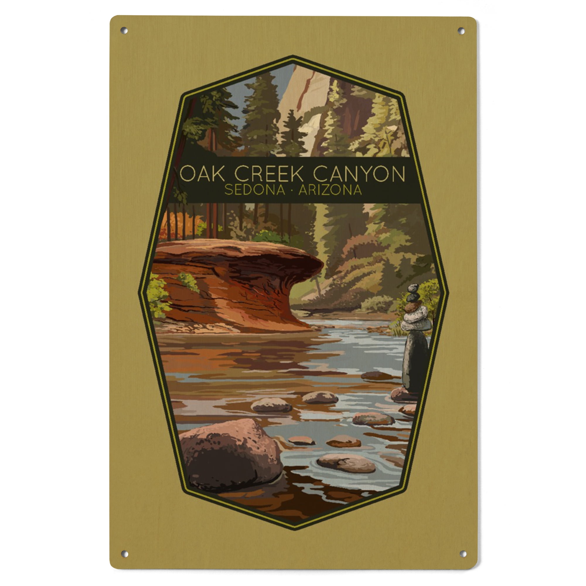 Sedona, Arizona, Oak Creek Canyon, River Rocks, Contour Birch Wood Wall ...