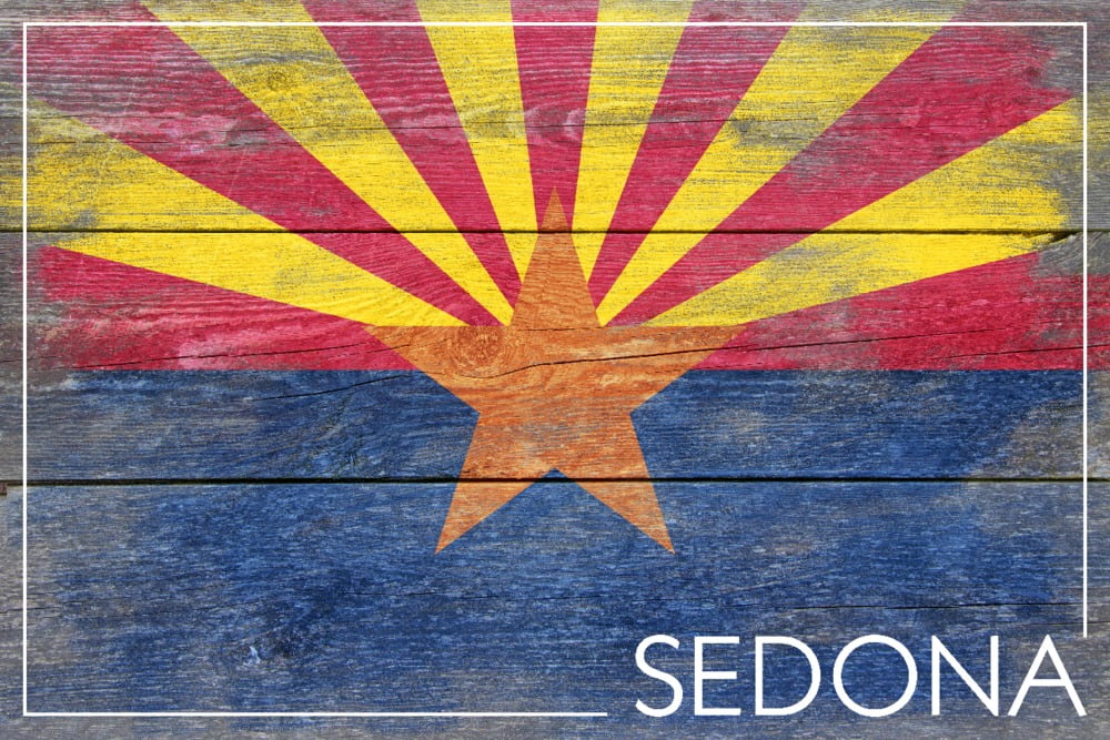 Sedona, Arizona, Rustic Arizona State Flag (16x24 Giclee Gallery Art ...