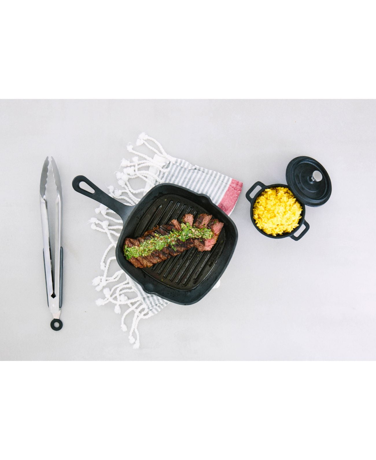 Sedona Cast Iron Skillet & Grill Pan 2-Pc. Set plus Handle Holder ...