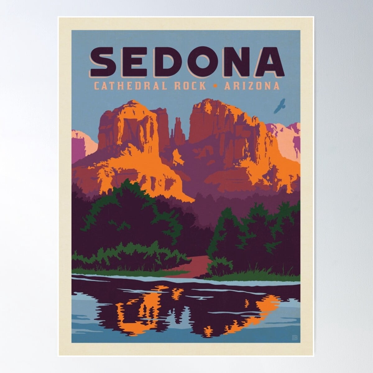 Sedona Cathedral Rock Arizona Poster Wall Art, Modern Wall Decor For ...