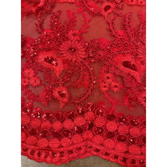 Sedona Designz 48"/50" Wide Corded Floral Lace Fabric with Sequins ...