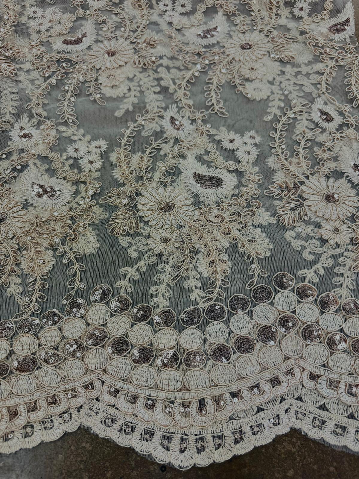 Sedona Designz 48"/50" Wide Corded Floral Lace Fabric with Sequins ...
