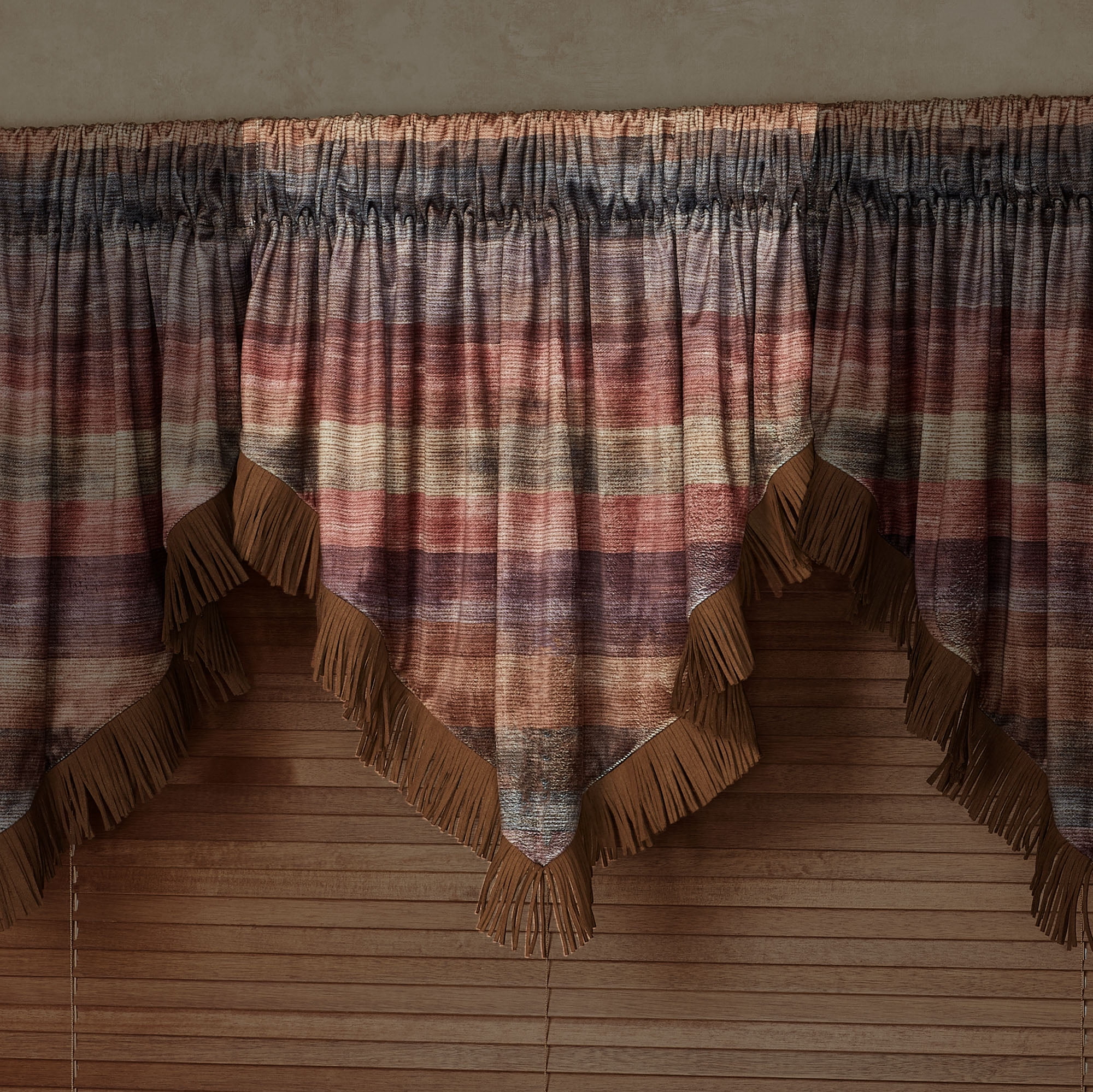 Sedona Fringed Ascot Valance Multi Warm 40 x 21 Fringed Ascot Valance ...