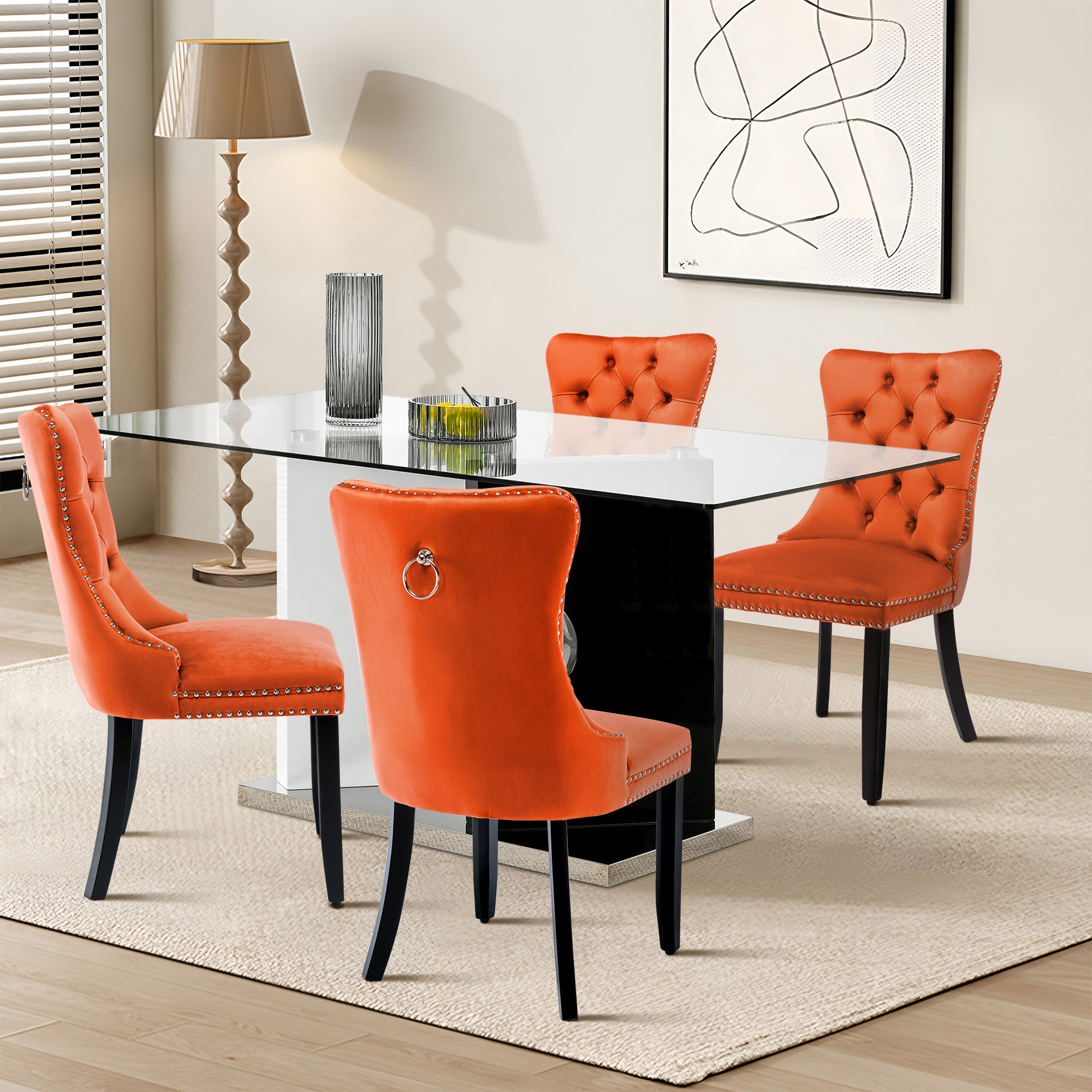Sedona House 5 Piece Dining Table Set, Modern Rectangular Glass Dining ...