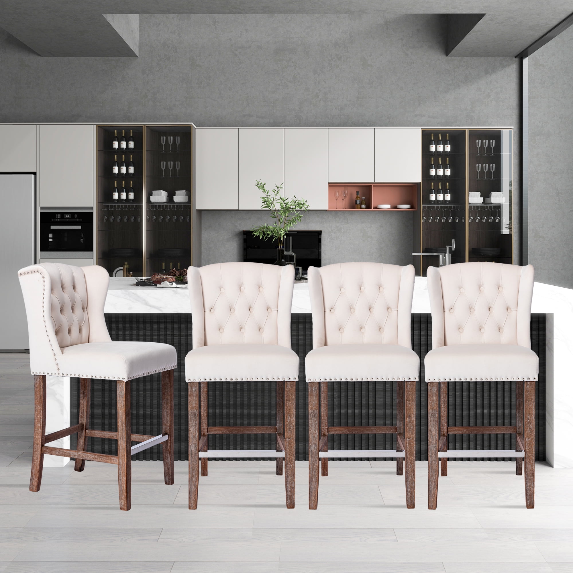 Sedona House Bar Stools Set of 4 Modern Upholstered 27" Counter Height ...