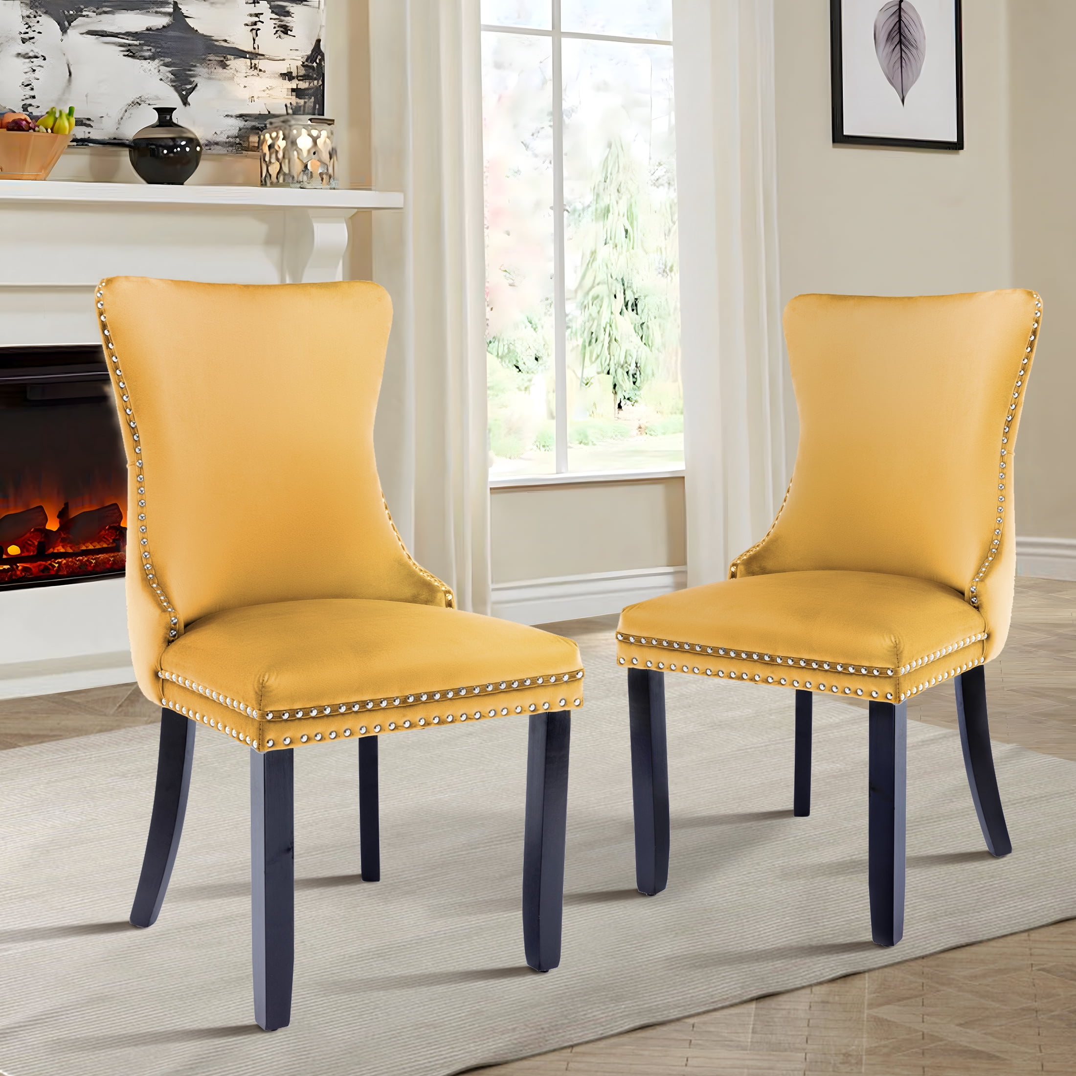 Sedona House Dining Chair set of 2, Upholstered Wing-Back Dining Chair ...