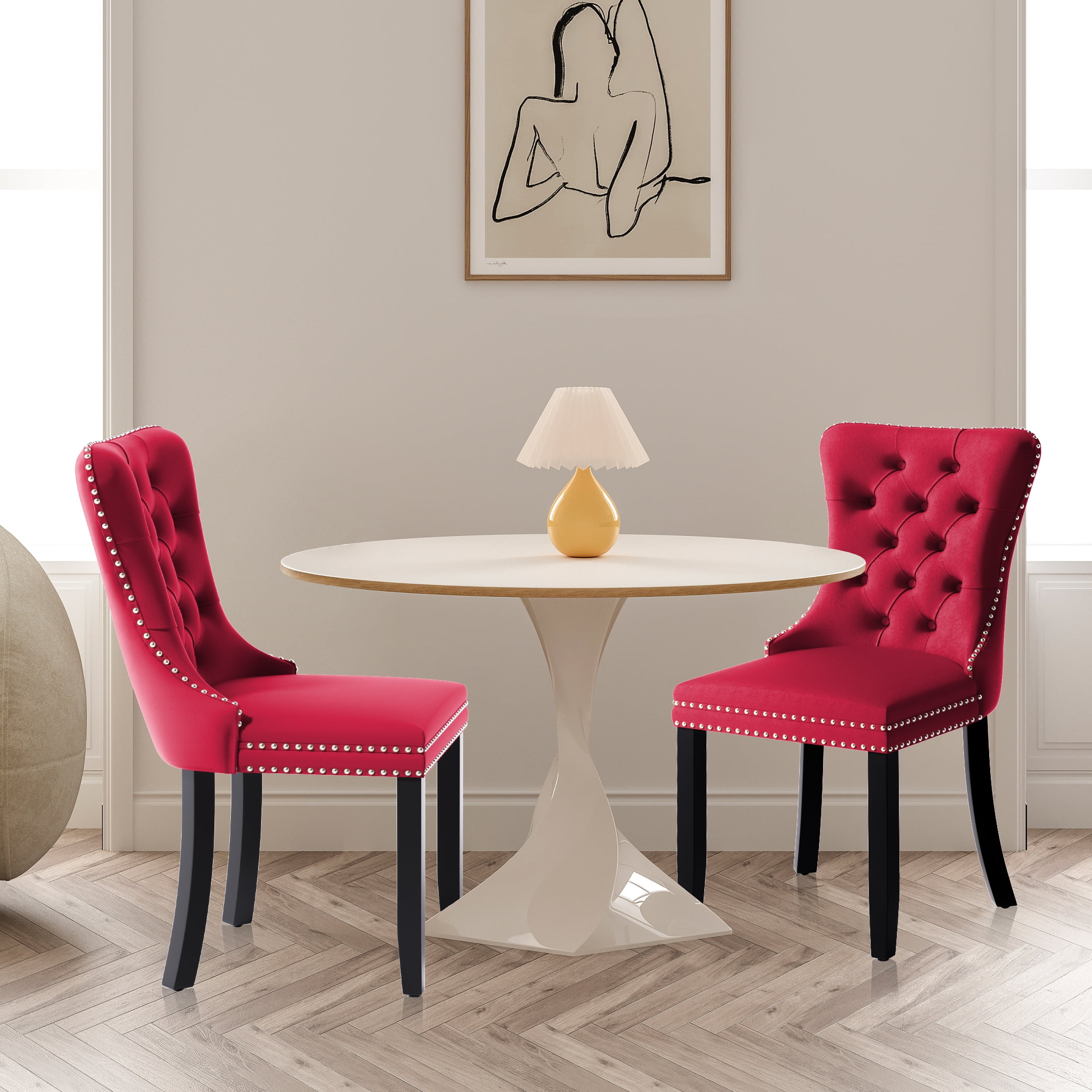 Sedona House Modern Upholstered Dining Chairs Set Of 2 High End Solid