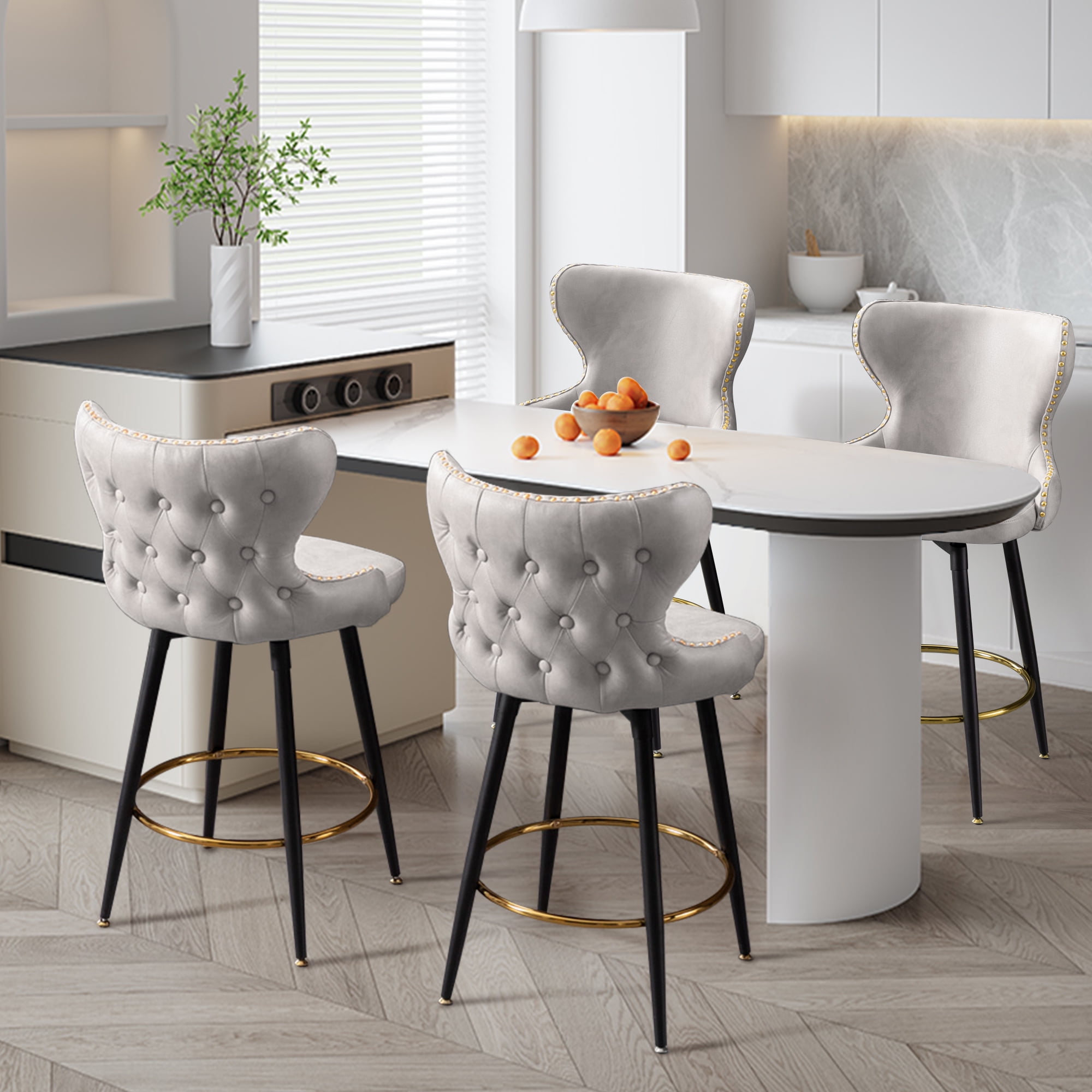 Sedona House Set of 2 25 "Modern Linen Fabric bar chairs, 180° Swivel ...