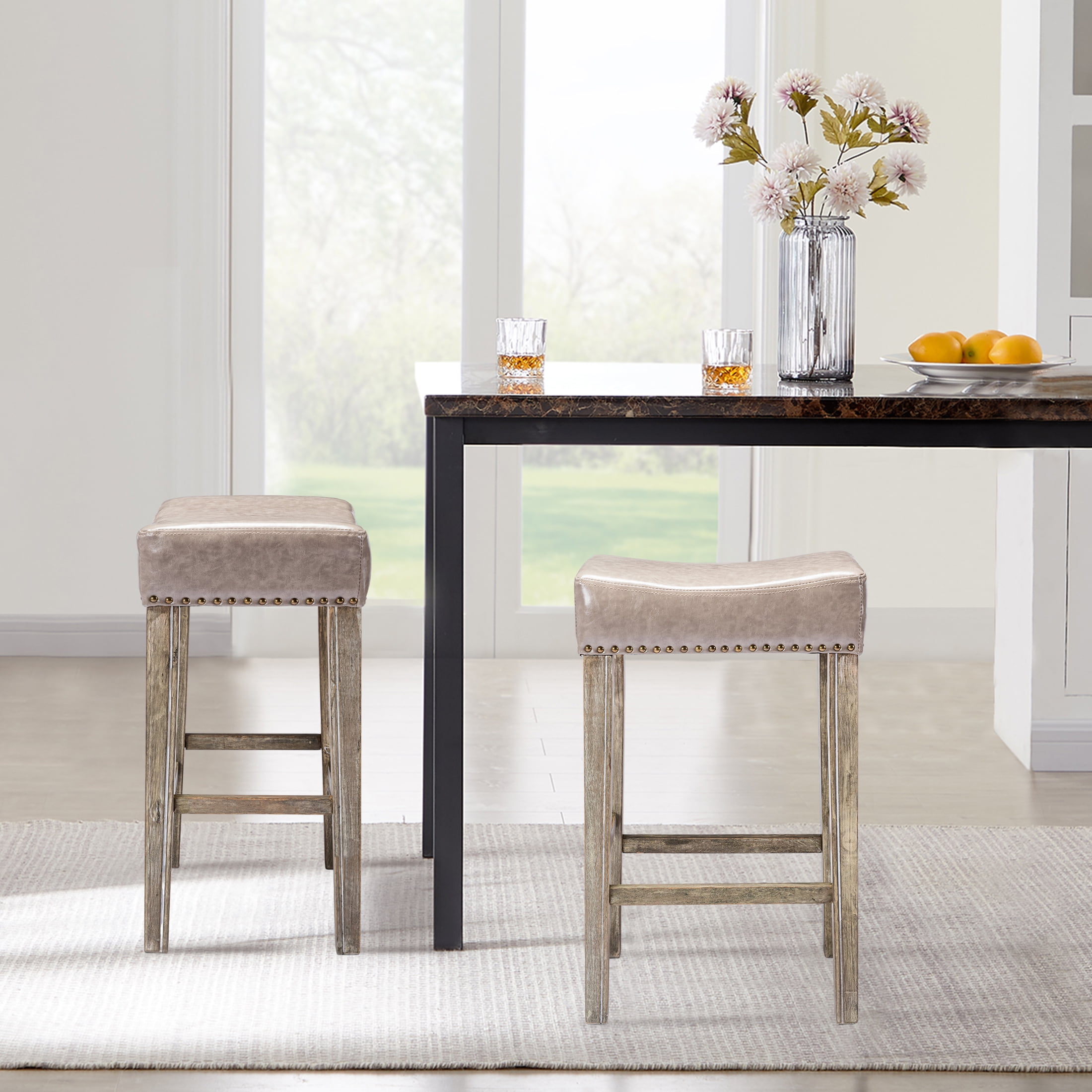 Sedona House Set of 2 Counter Height Bar Stools with Footrest 26 ...