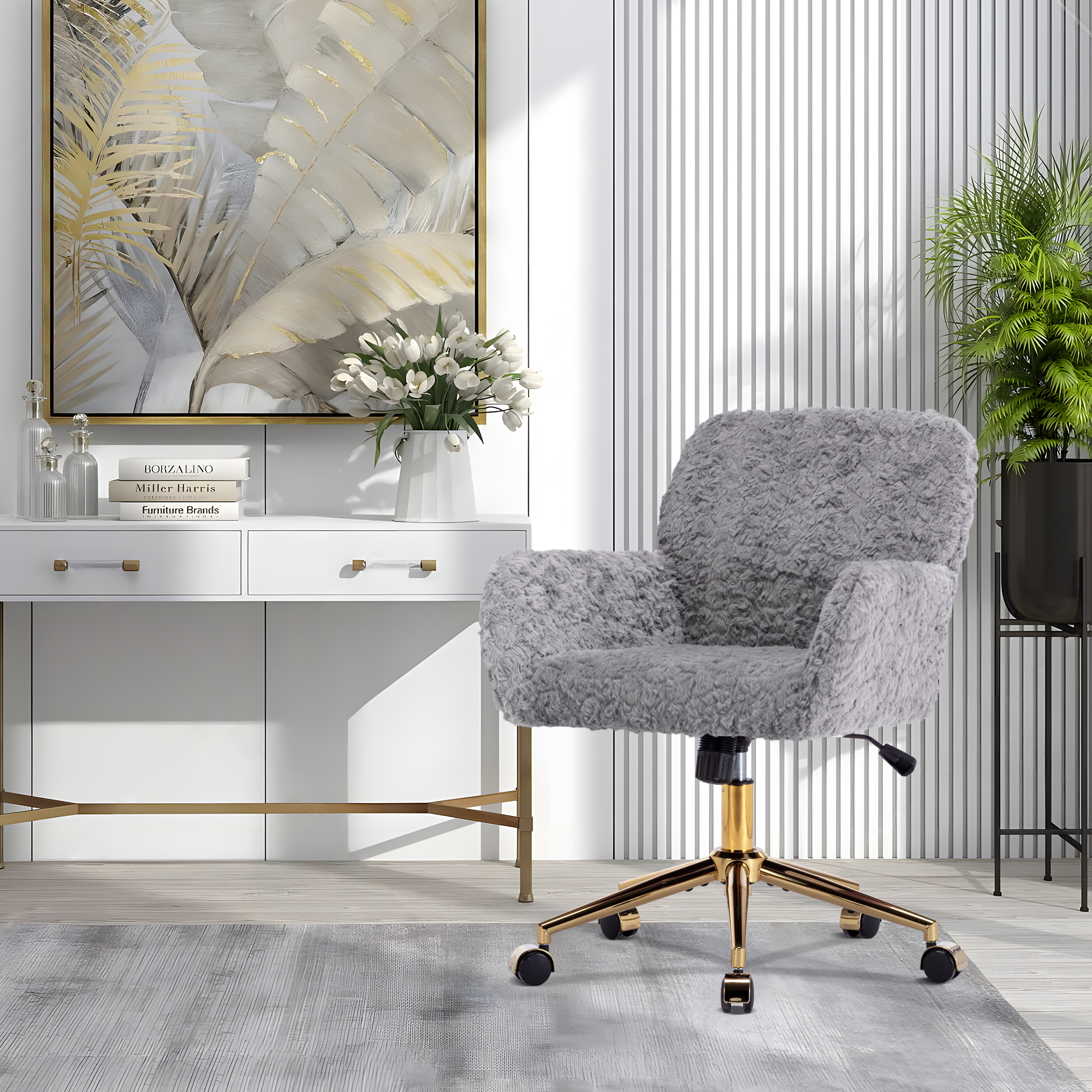 Sedona House Upholstered Home Office Chair with Golden Metal Base ...