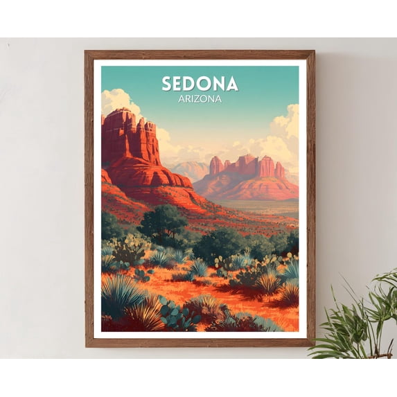 Sedona Retro Travel Mid Century Modern Vintage Desert Landscape Decor ...