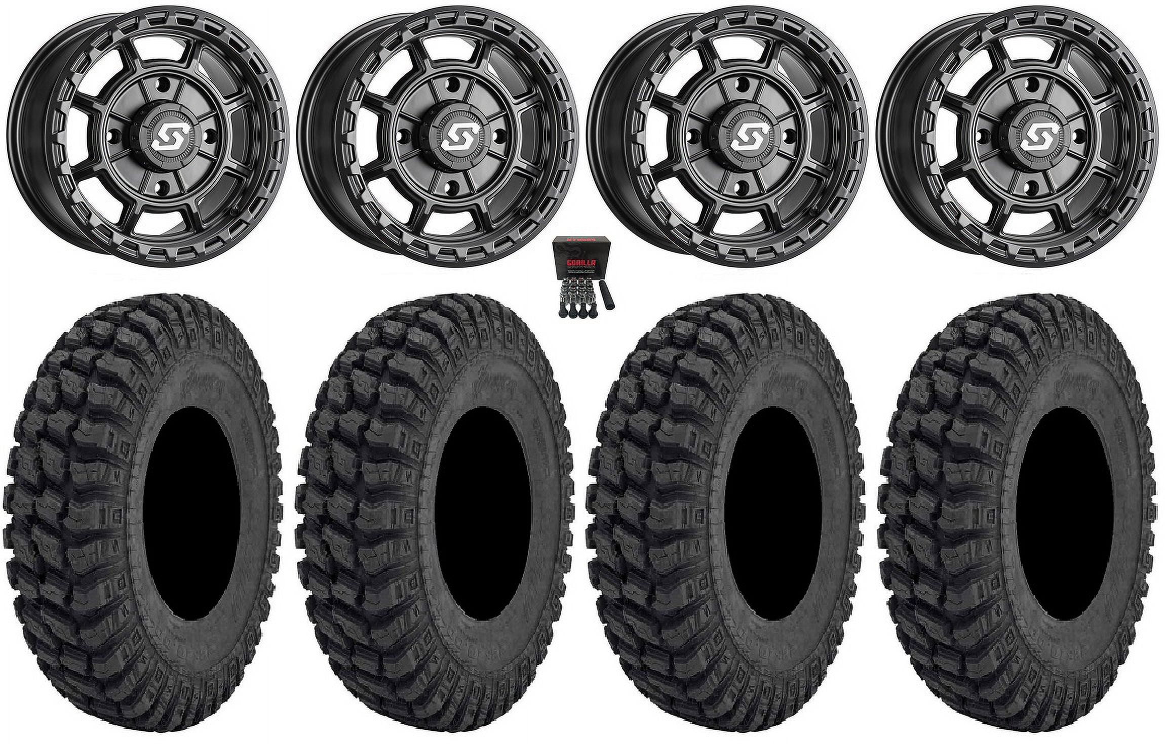 Sedona Rift 14" Wheels Black 30" Warrior AT Tires Can-Am Maverick X3 ...