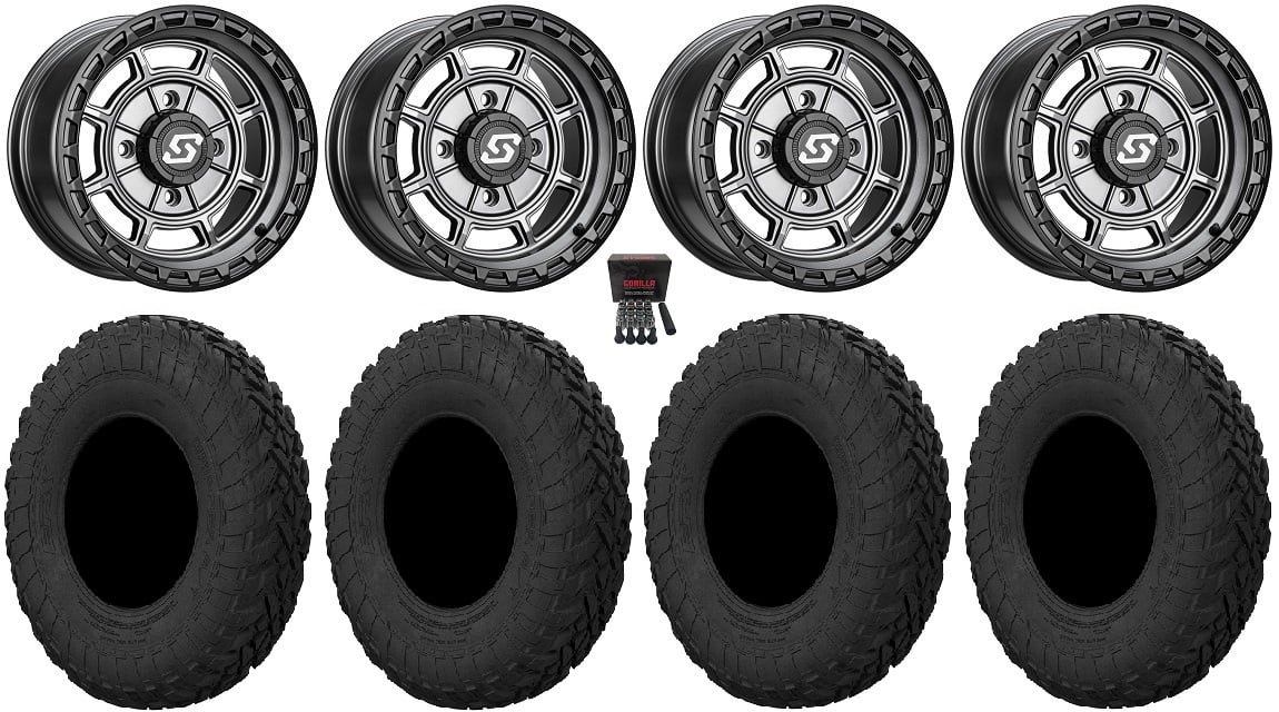 Sedona Rift 14" Wheels Grey 28" Gripper R/T Tires Sportsman RZR Ranger ...