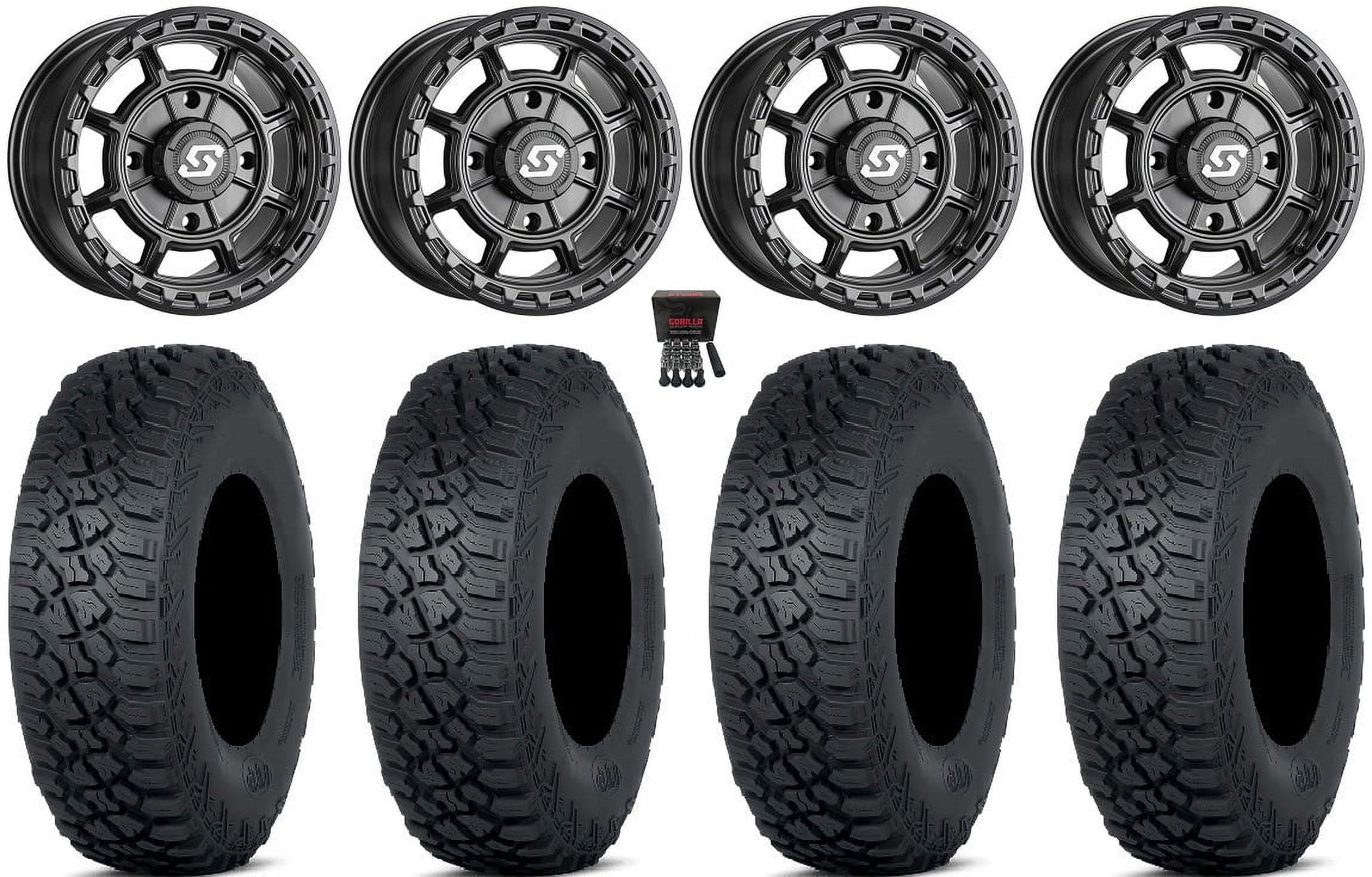 Sedona Rift 15x6 Wheels Black 33" Tenacity XNR Tires Polaris RZR XP ...