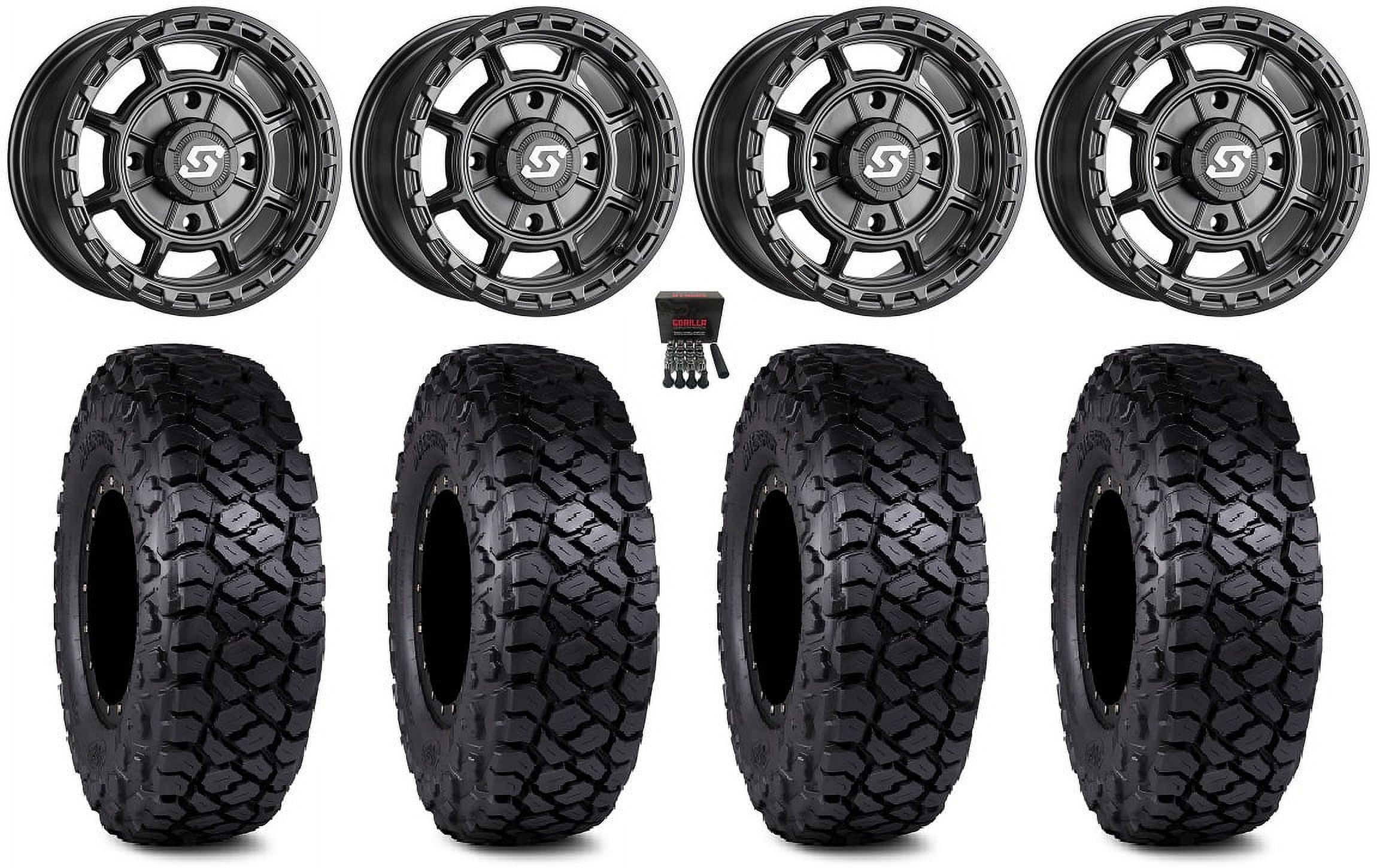 Sedona Rift 15x7 Wheels Black 32" Intersect Tires Sportsman RZR Ranger ...