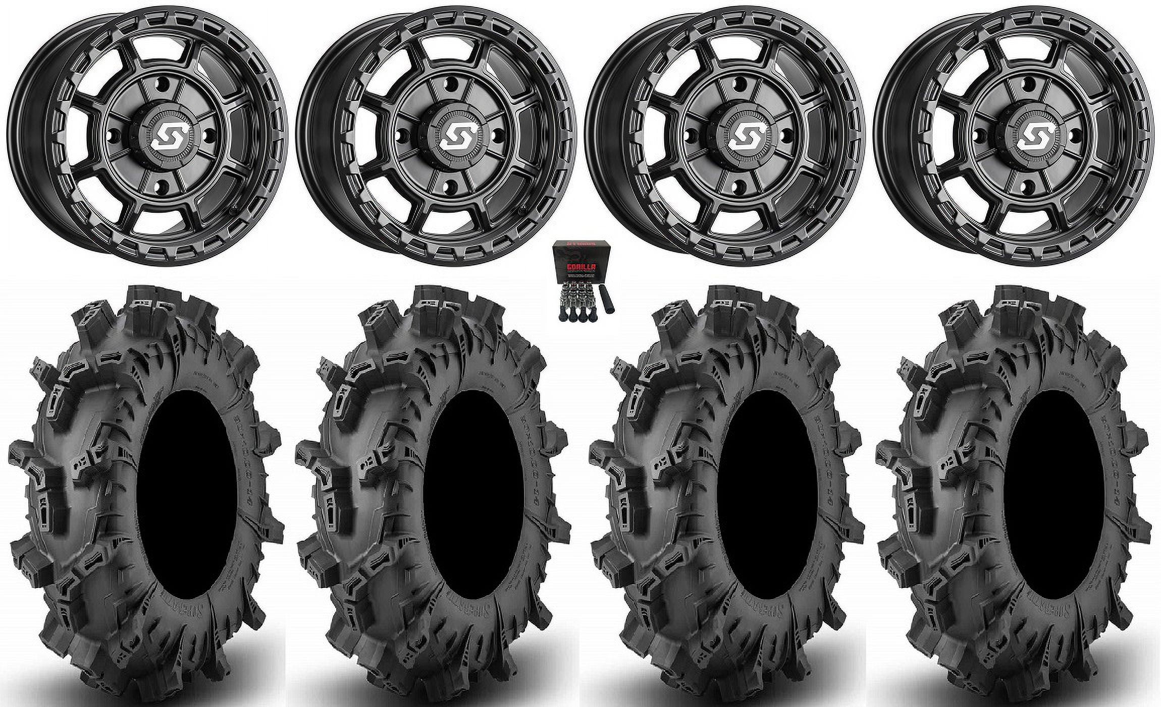 Sedona Rift 15x7 Wheels Black 32" Terminator Max Tires Sportsman RZR ...