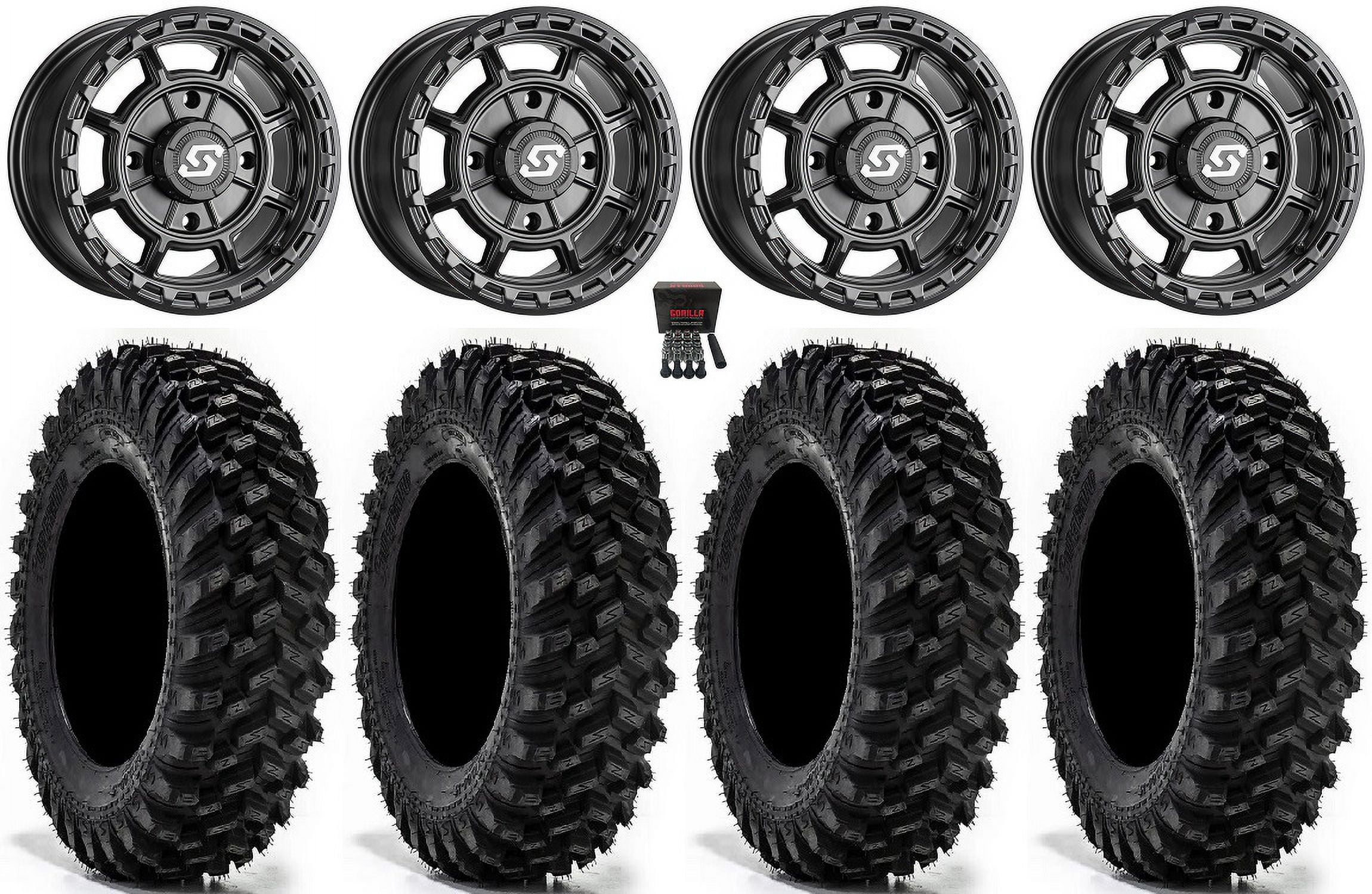 Sedona Rift 15x7 Wheels Black 32" Warrior XT Tires Can-Am Maverick X3 ...