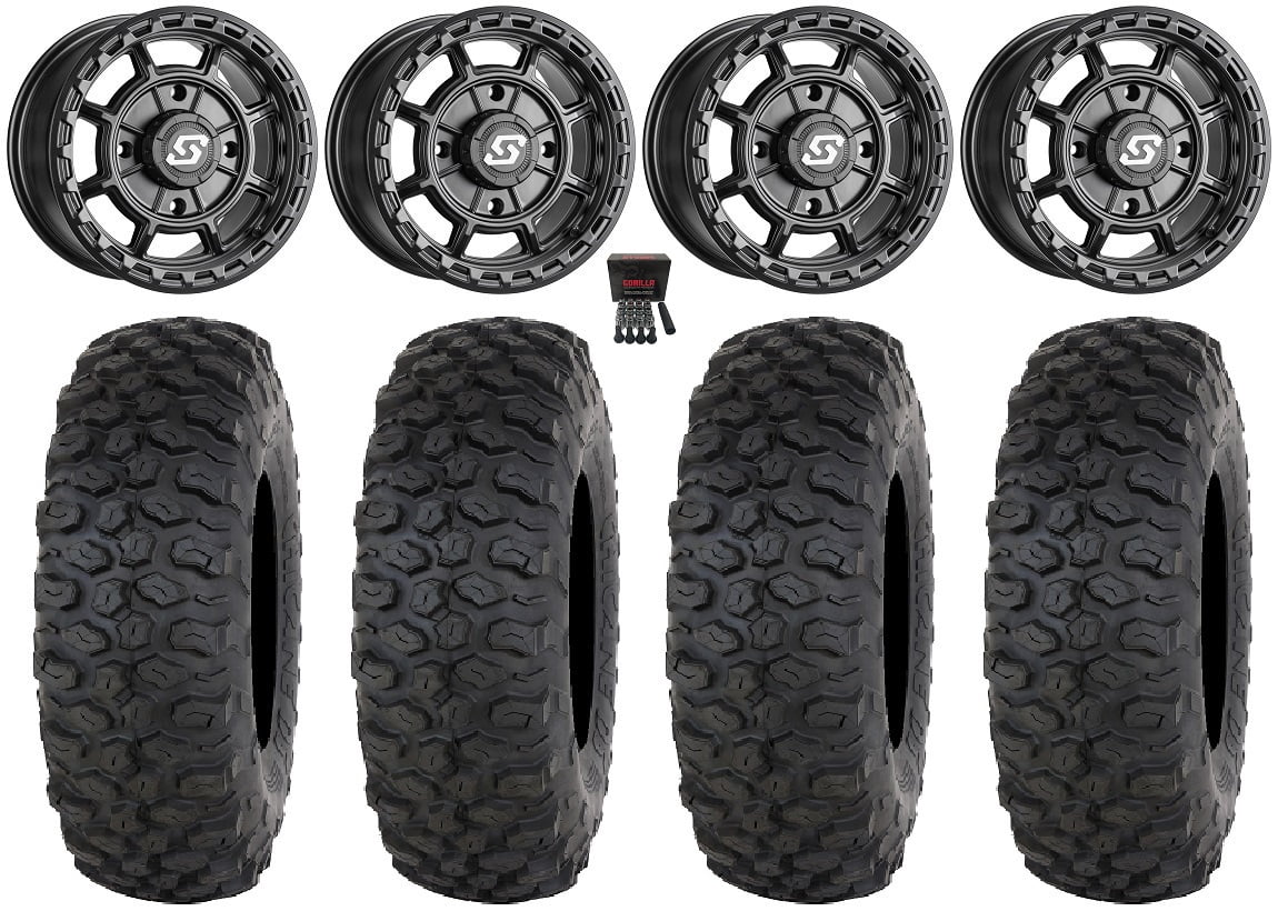 Sedona Rift 15x7 Wheels Black 33" Chicane DS Tires Sportsman RZR Ranger ...