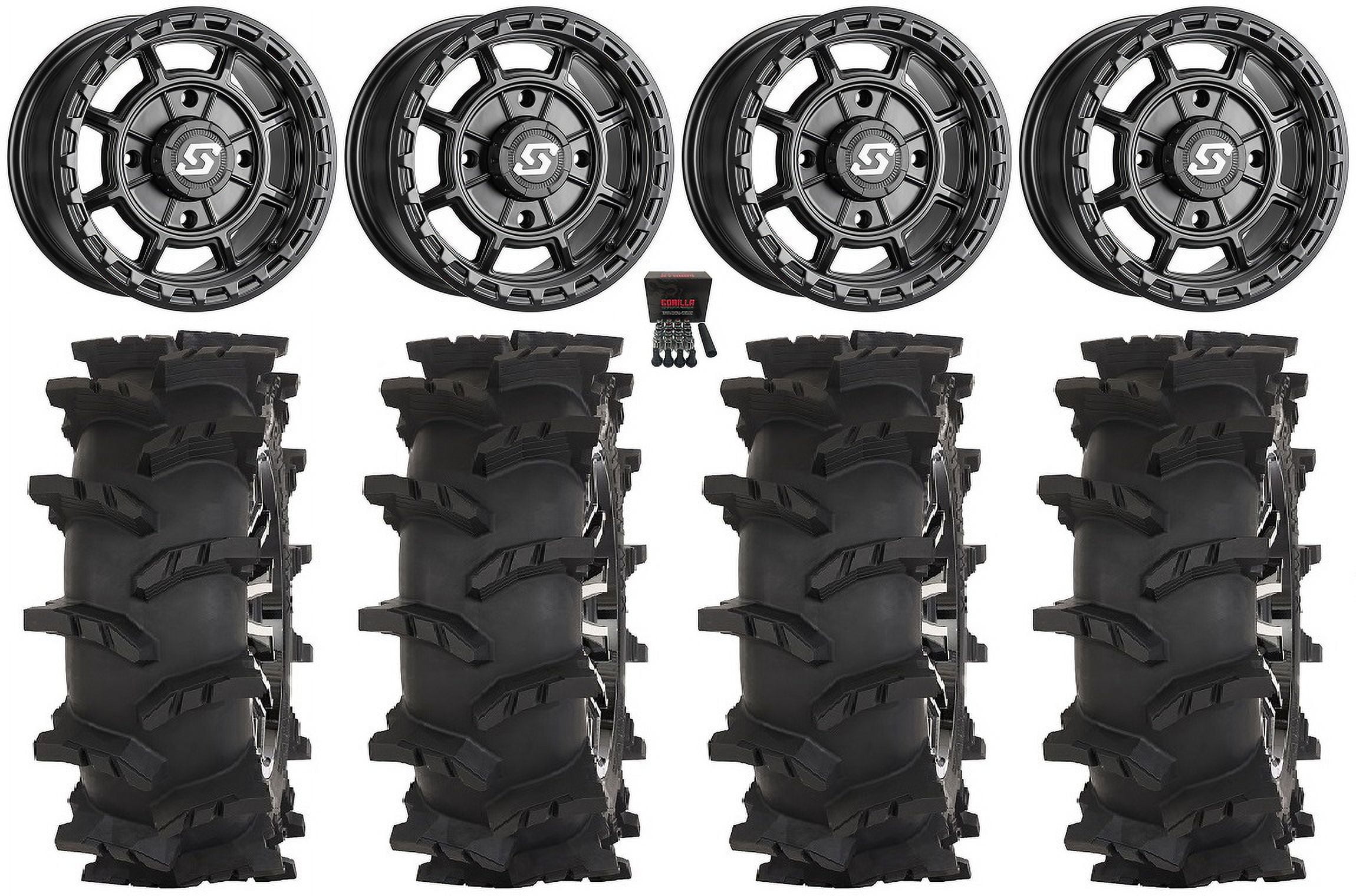 Sedona Rift 15x7 Wheels Black 33" Outlaw Max Tires Can-Am Maverick X3 ...