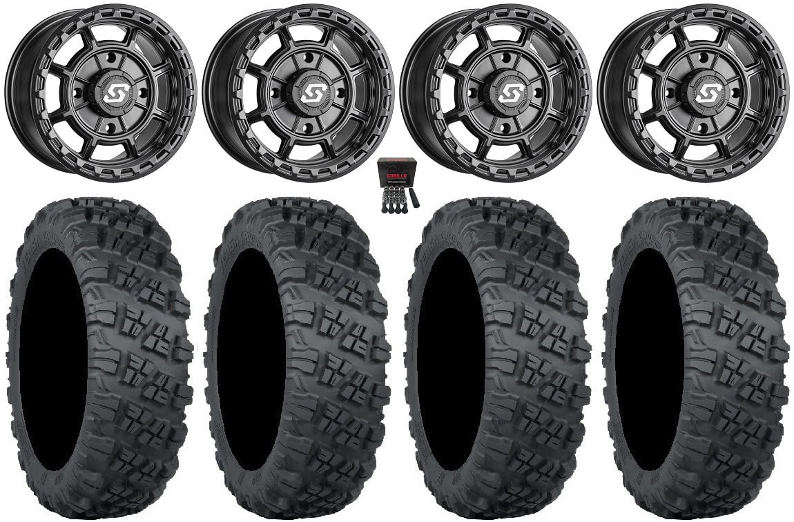Sedona Rift 15x7 Wheels Black 33" Versa Cross V3 Tires Can-Am Commander ...