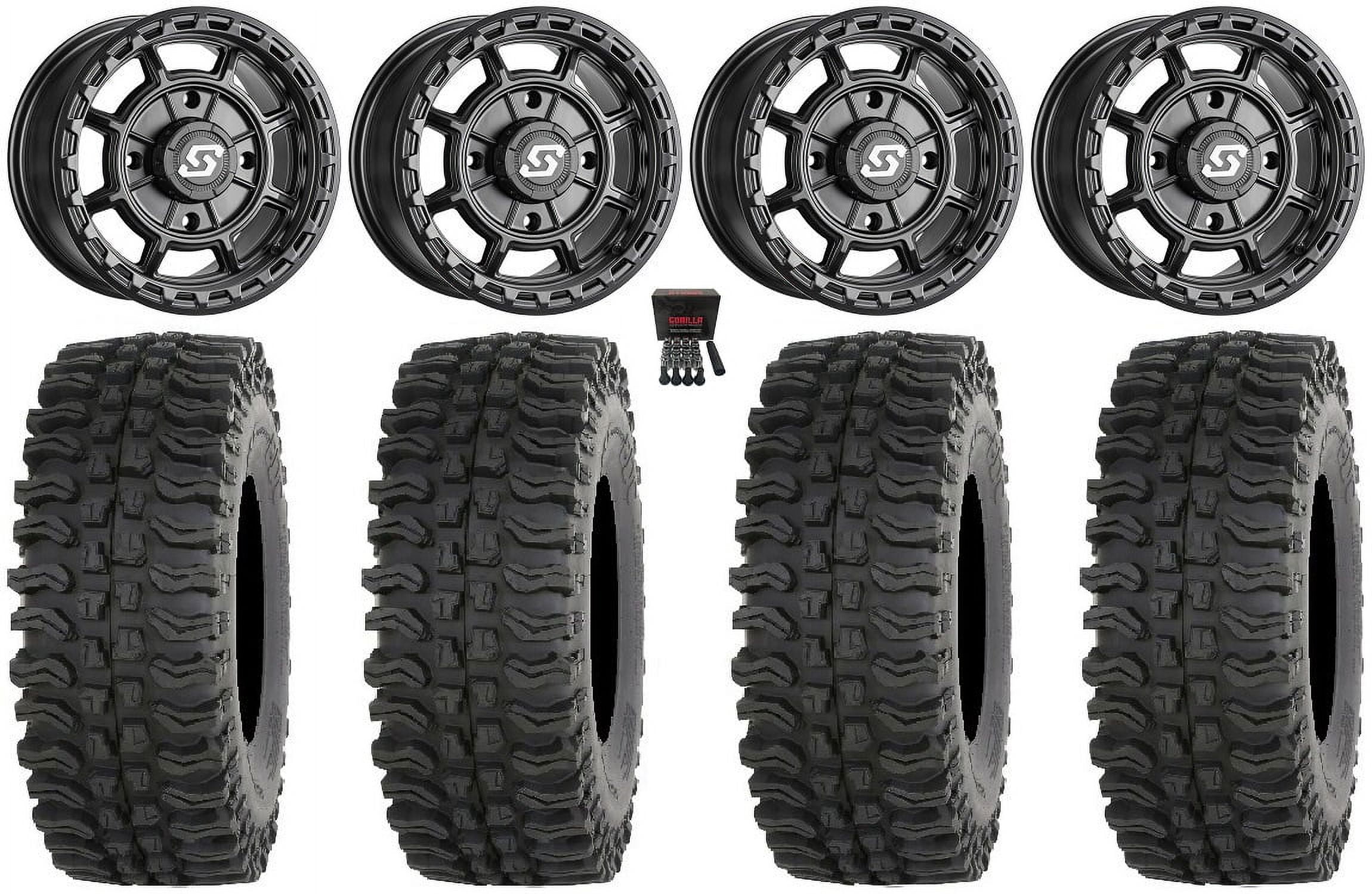 Sedona Rift 15x7 Wheels Black 35" BDC Tires Sportsman RZR Ranger ...
