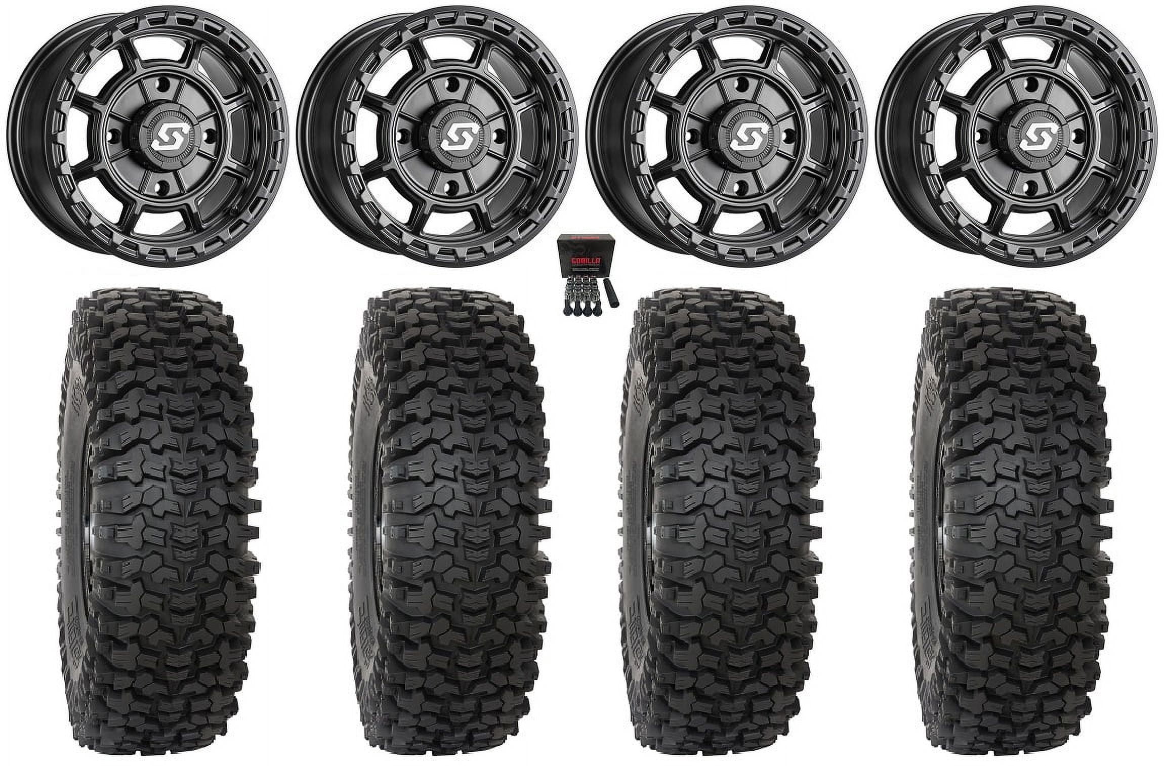 Sedona Rift 15x7 Wheels Black 35" RC500S Sticky Tires Can-Am Commander ...