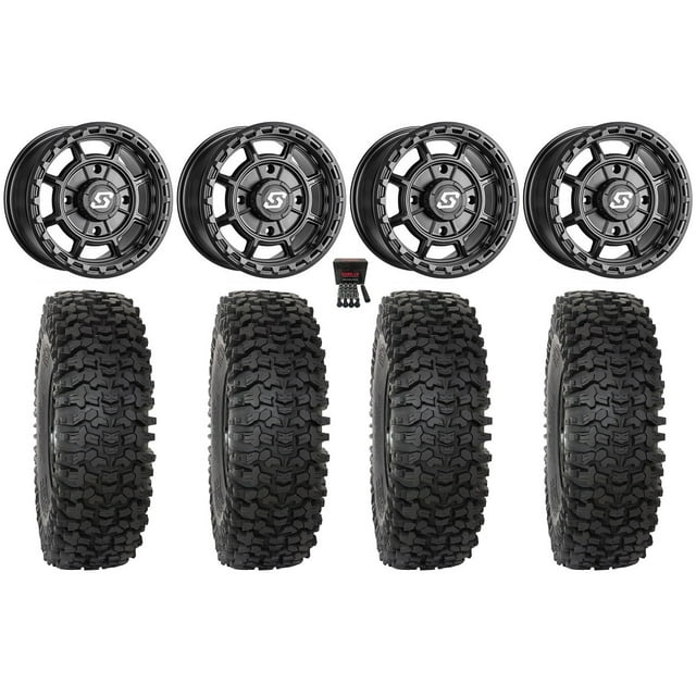 Sedona Rift 15x7 Wheels Black 35" RC500S Sticky Tires Can-Am Maverick ...