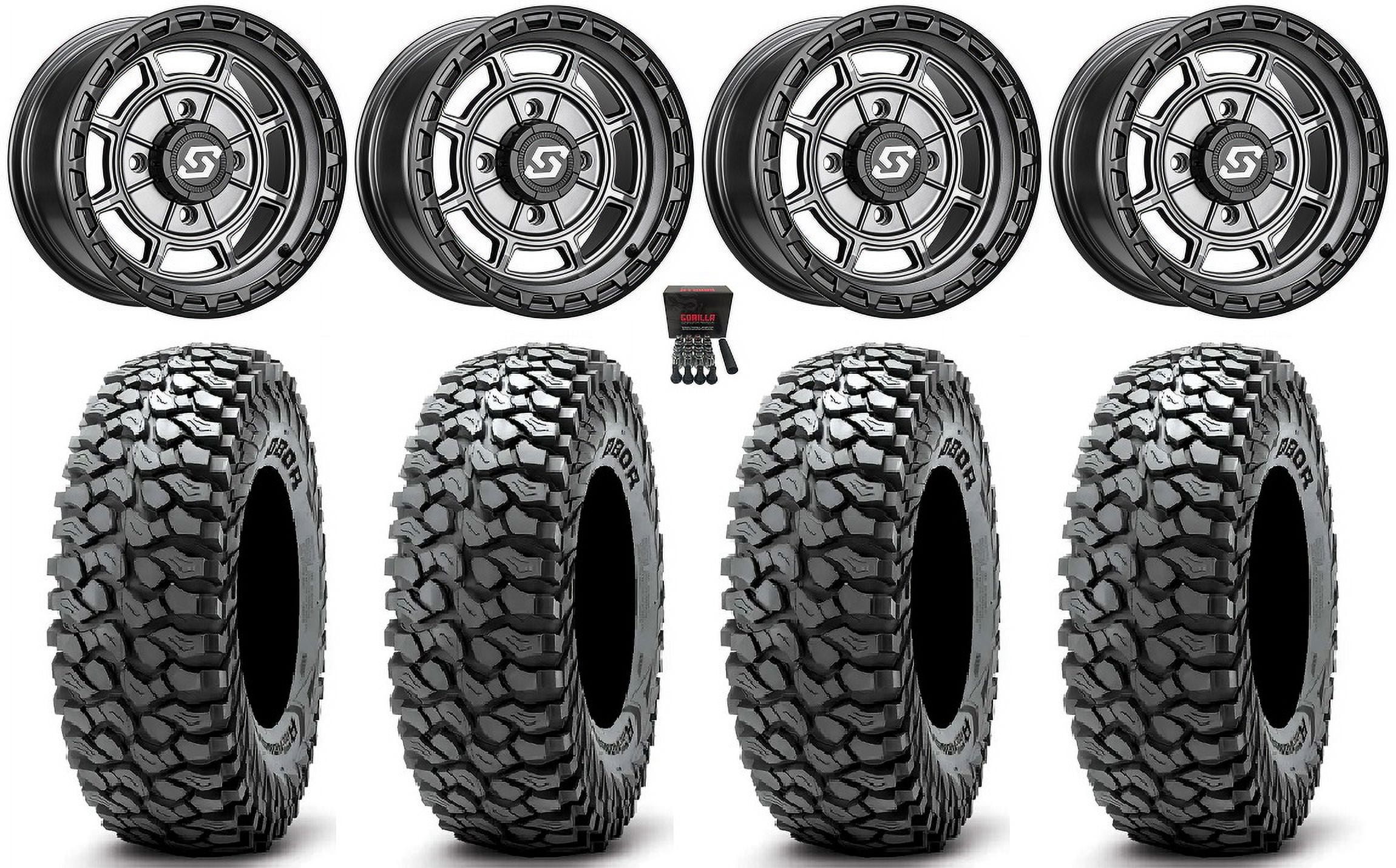 Sedona Rift 15x7 Wheels Grey 32" RocScraper Tires Polaris RZR XP 1000 ...