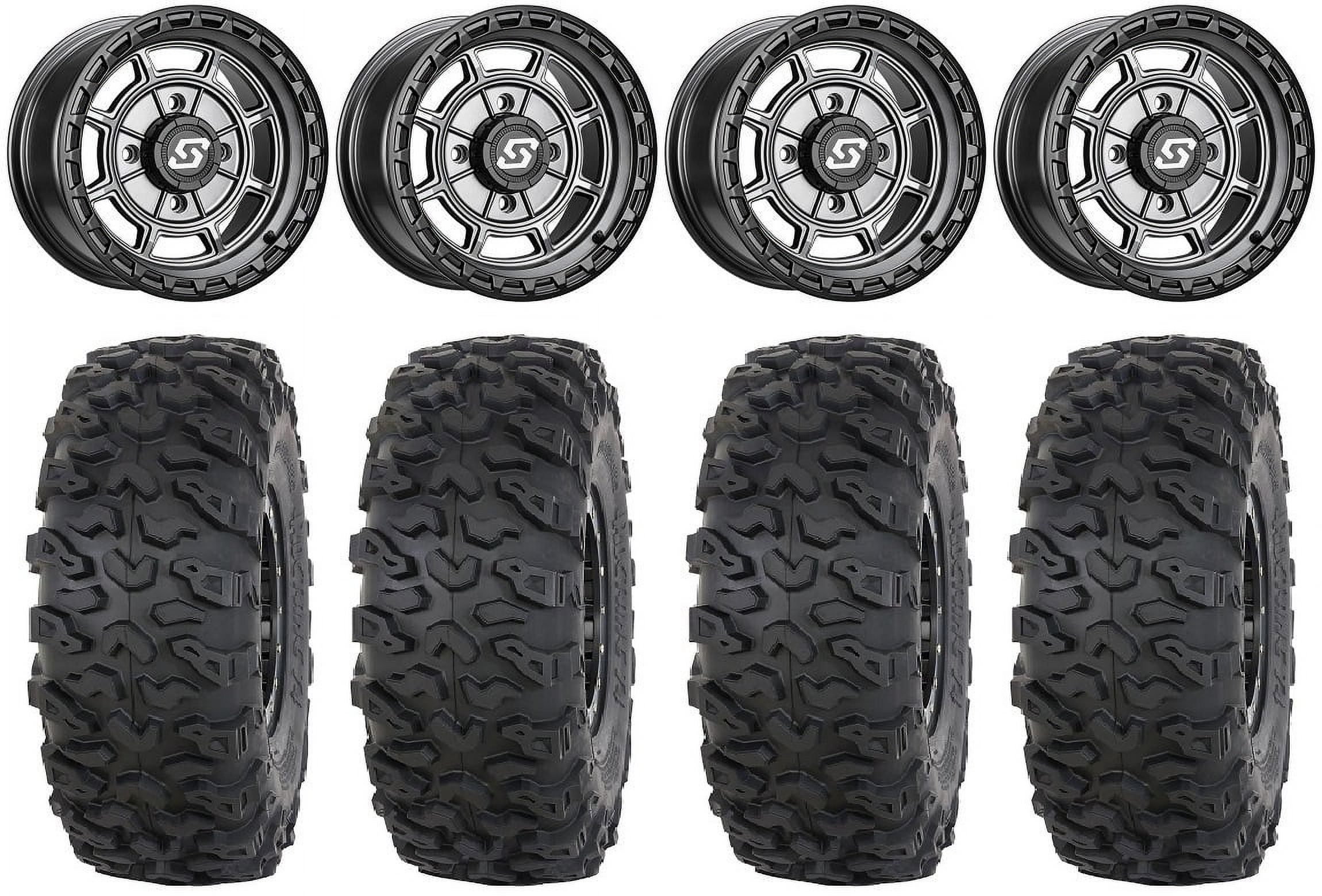 Sedona Rift 15x7 Wheels Grey 32" Roctane T4 Tires Polaris RZR XP 1000 ...