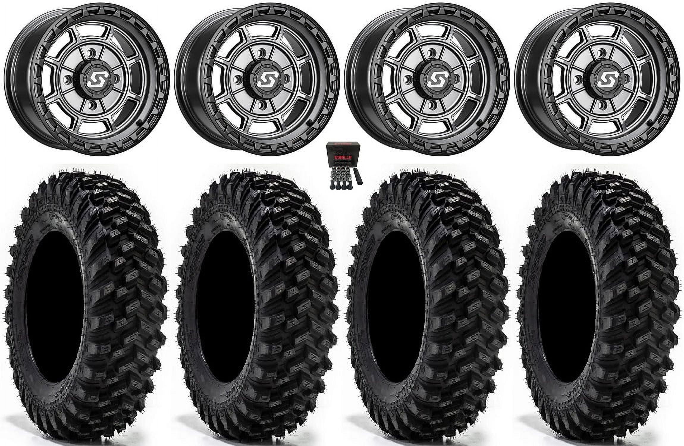 Sedona Rift 15x7 Wheels Grey 32" Warrior XT Sticky Tires Can-Am ...