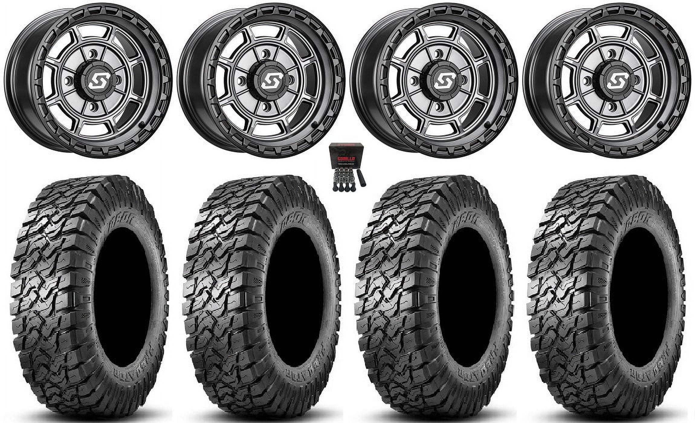 Sedona Rift 15x7 Wheels Grey 34" Predator Tires Can-Am Maverick X3 ...
