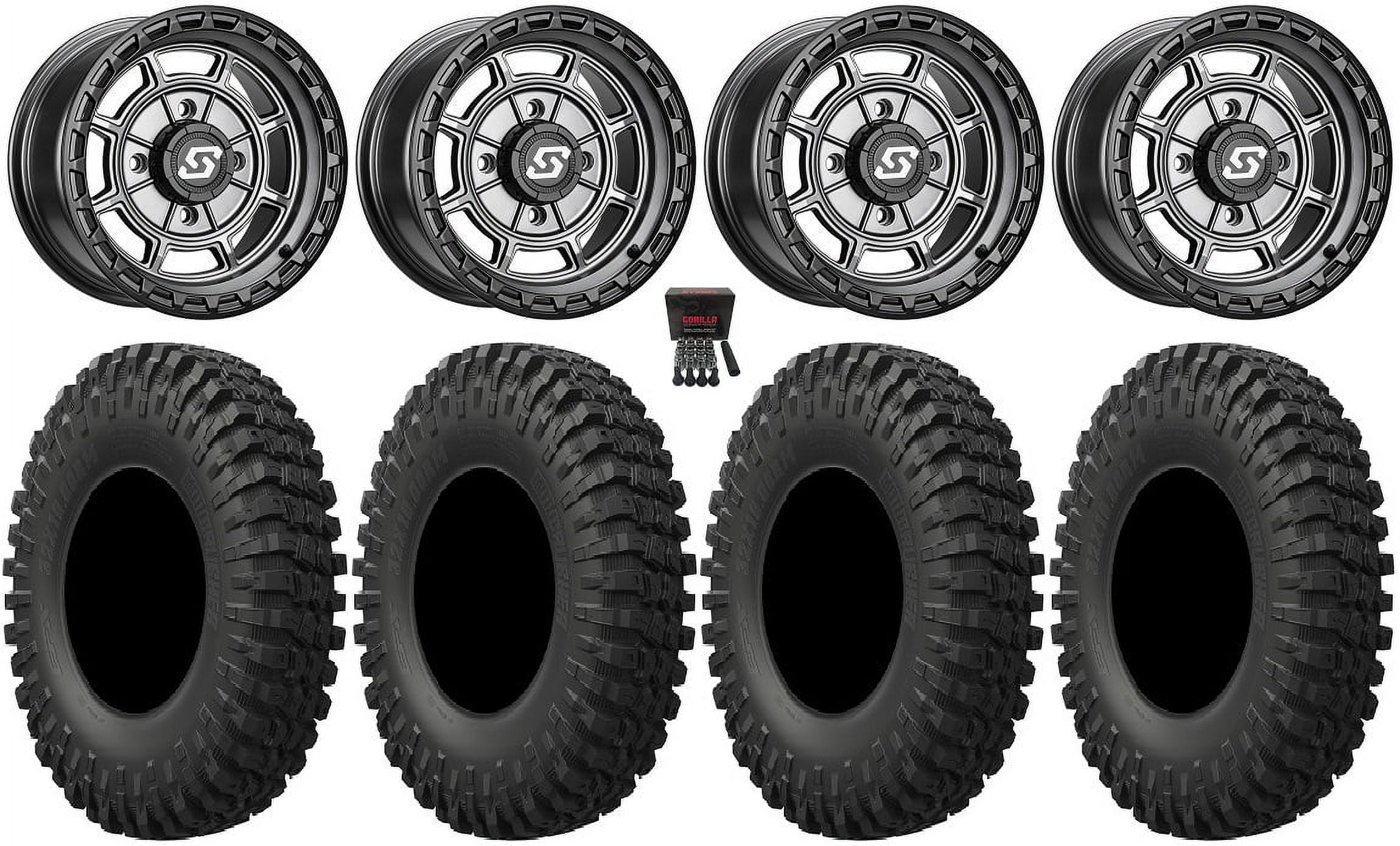 Sedona Rift 15x7 Wheels Grey 37" MotoCrusher Tires Sportsman RZR Ranger ...