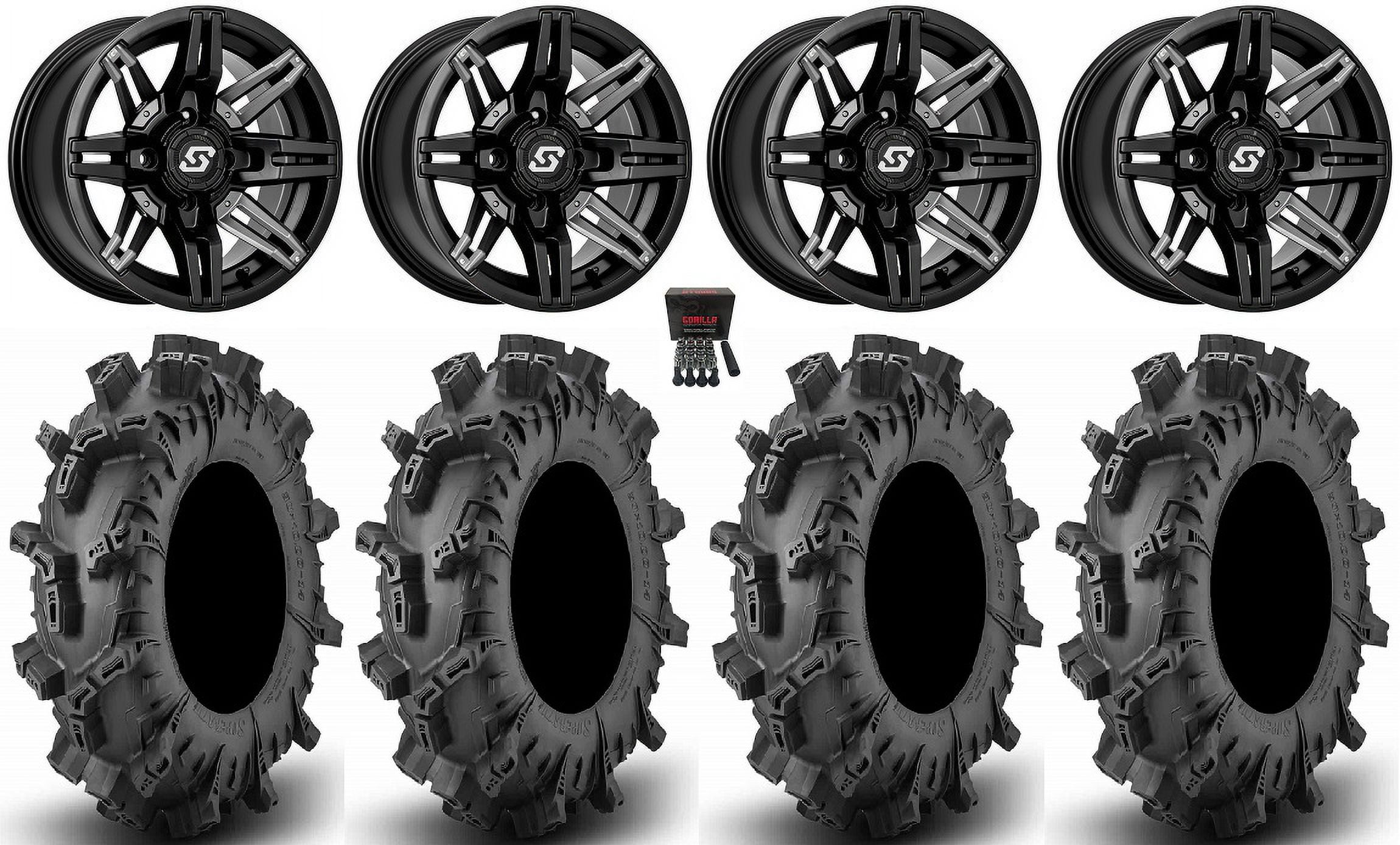 Sedona Rukus 14" Black Wheels 30" Terminator Max Tires Polaris RZR XP ...