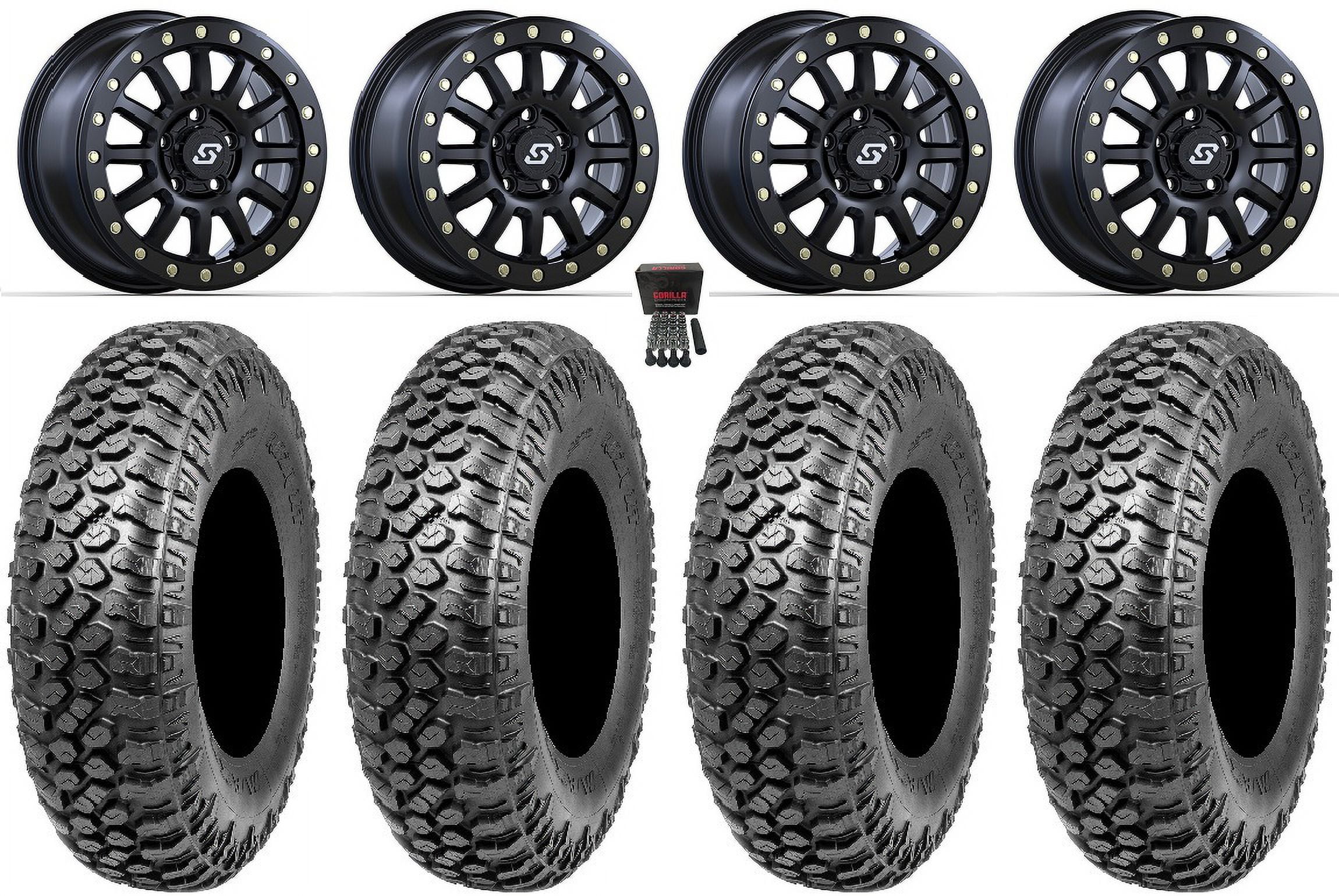 Sedona Sano Bdlk 15" Wheels Bk 32" RAZR XT Tires Polaris RZR Turbo R ...