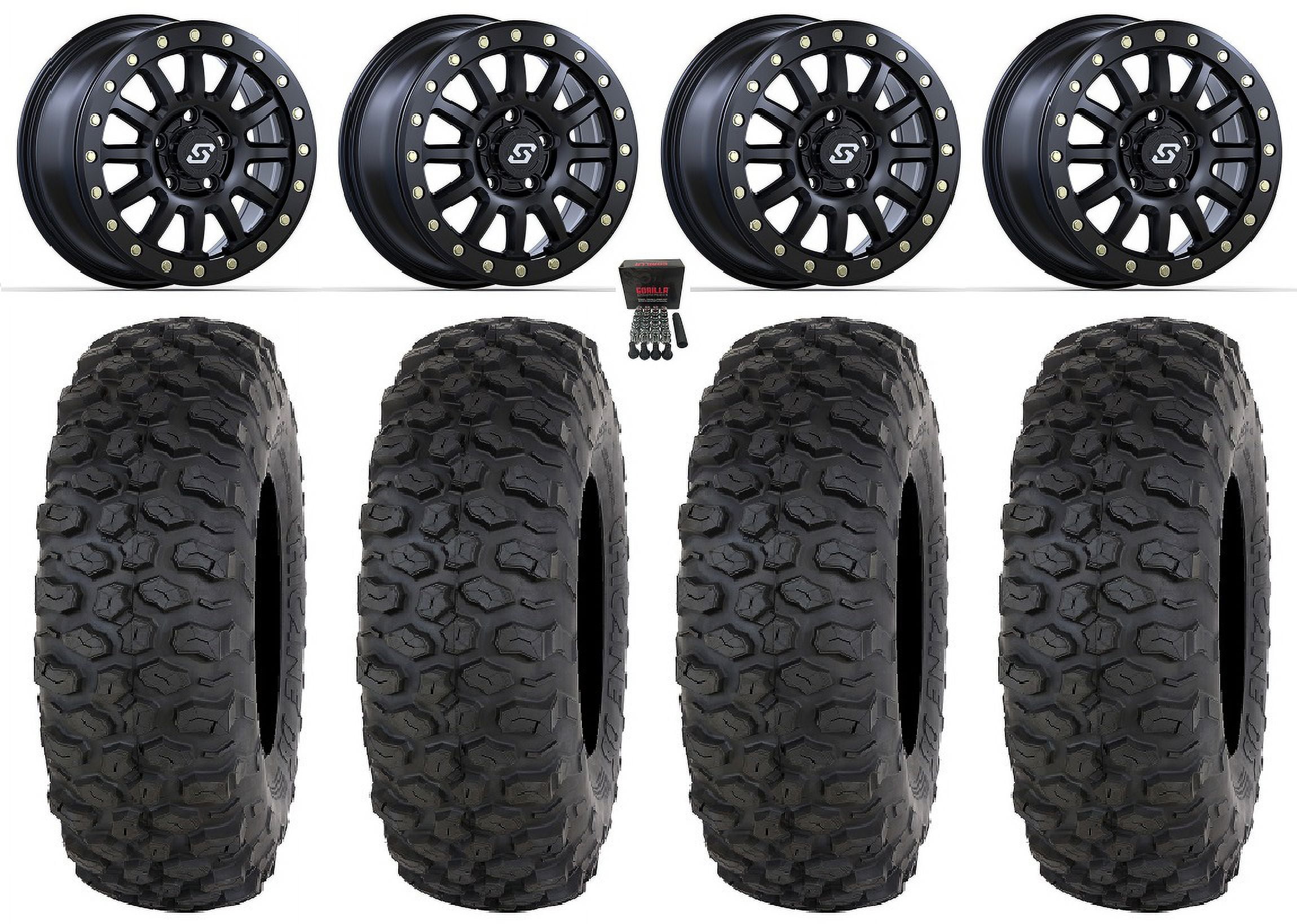 Sedona Sano Bdlk 15" Wheels Bk 33" Chicane DS Tires Polaris RZR Turbo R ...