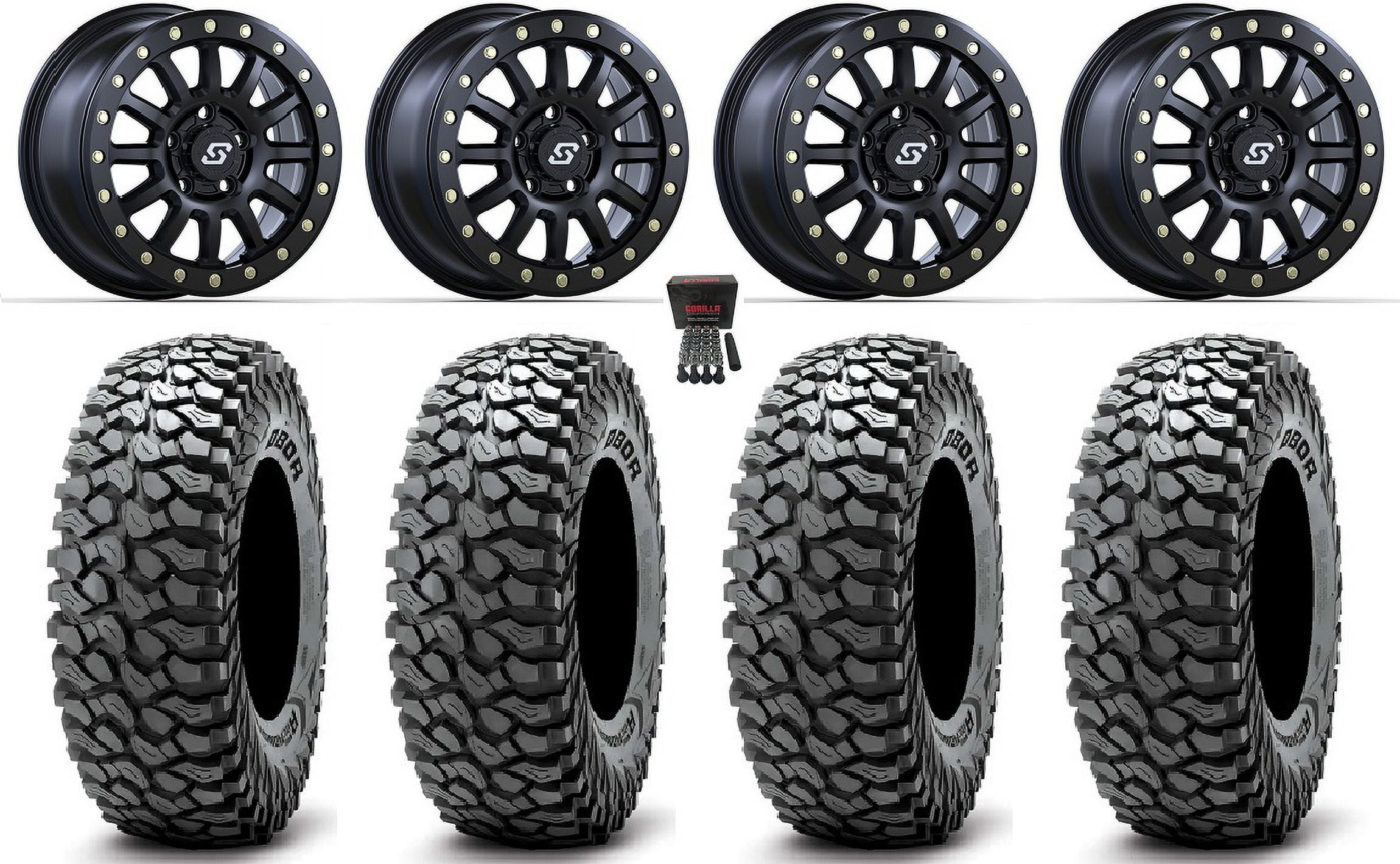 Sedona Sano Bdlk 15" Wheels Bk 35" RocScraper Tires Polaris RZR Turbo R ...