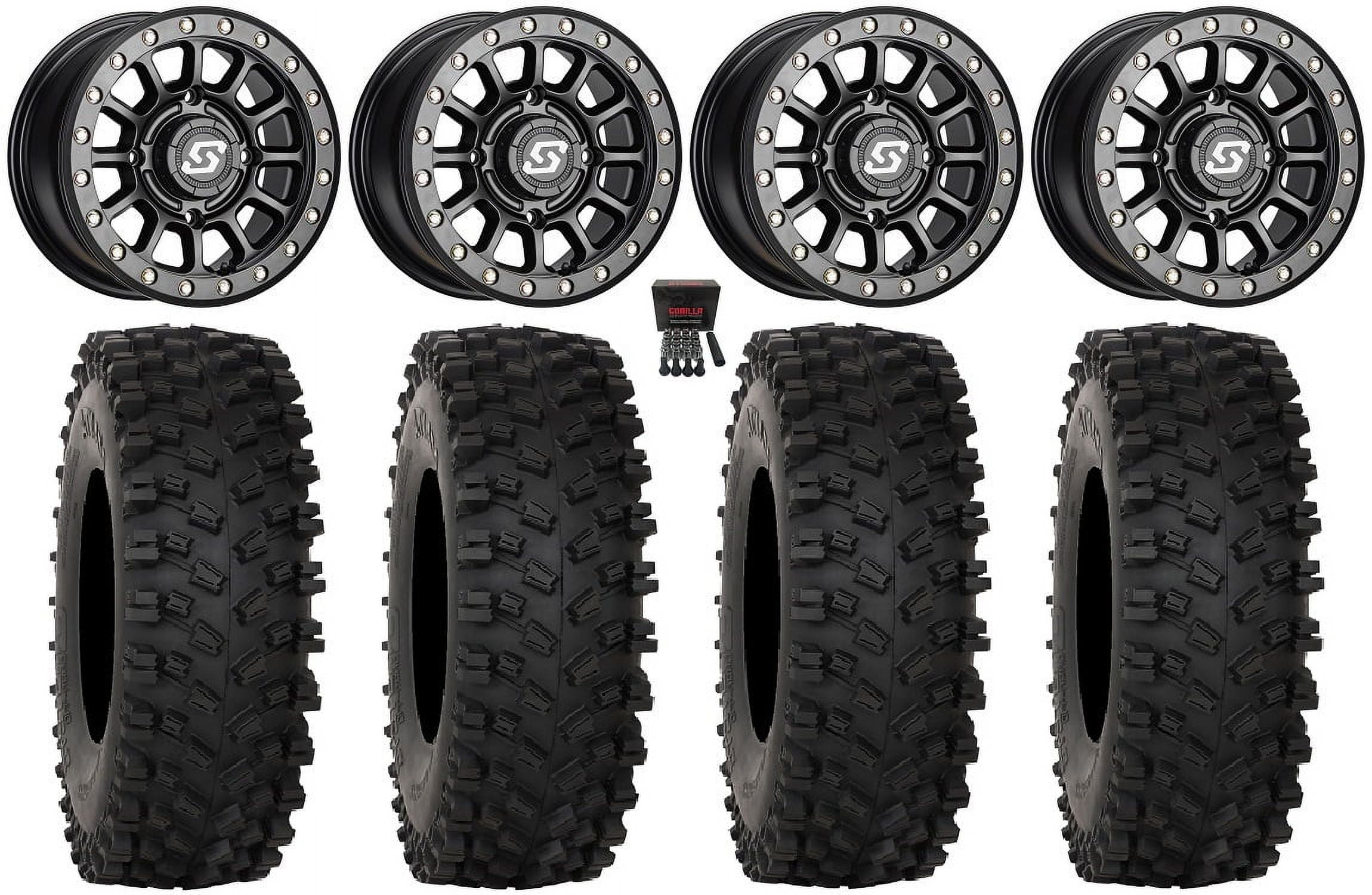 Sedona Sano Bdlk 15x6 Wheels Bk 32" ATX470 Tires Sportsman RZR Ranger ...
