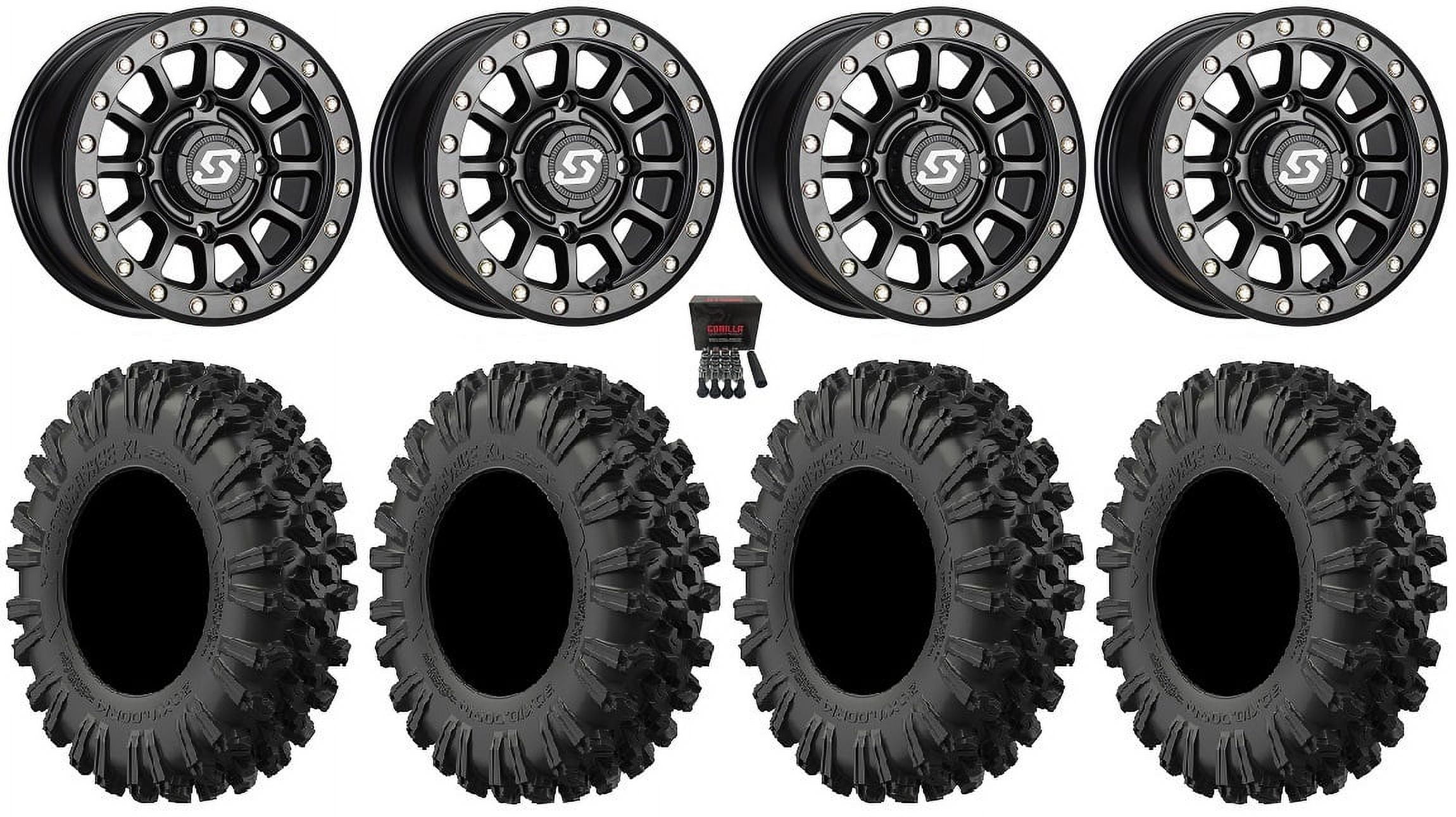 Sedona Sano Bdlk 15x7 Wheels Bk 35" MotoRavage XL Tires Sportsman RZR ...