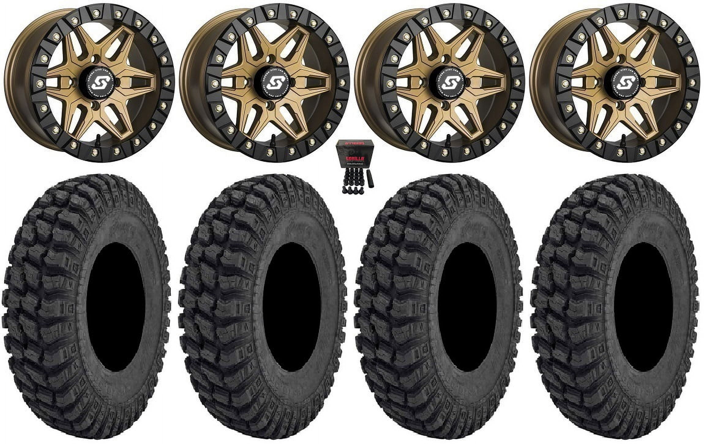 Sedona Split 6 Bdlk 14" Wheels Br 28" Warrior AT Tires Sportsman RZR ...