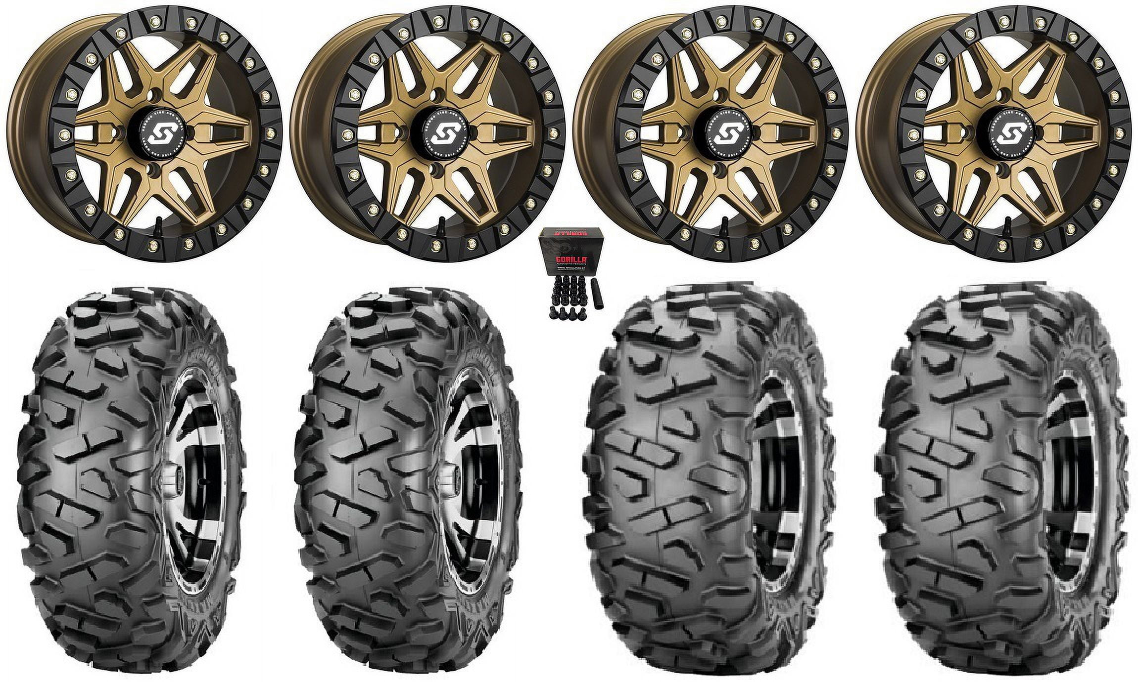 Sedona Split 6 Bdlk 14" Wheels Br 29" BigHorn Tires Honda Rincon Yamaha ...