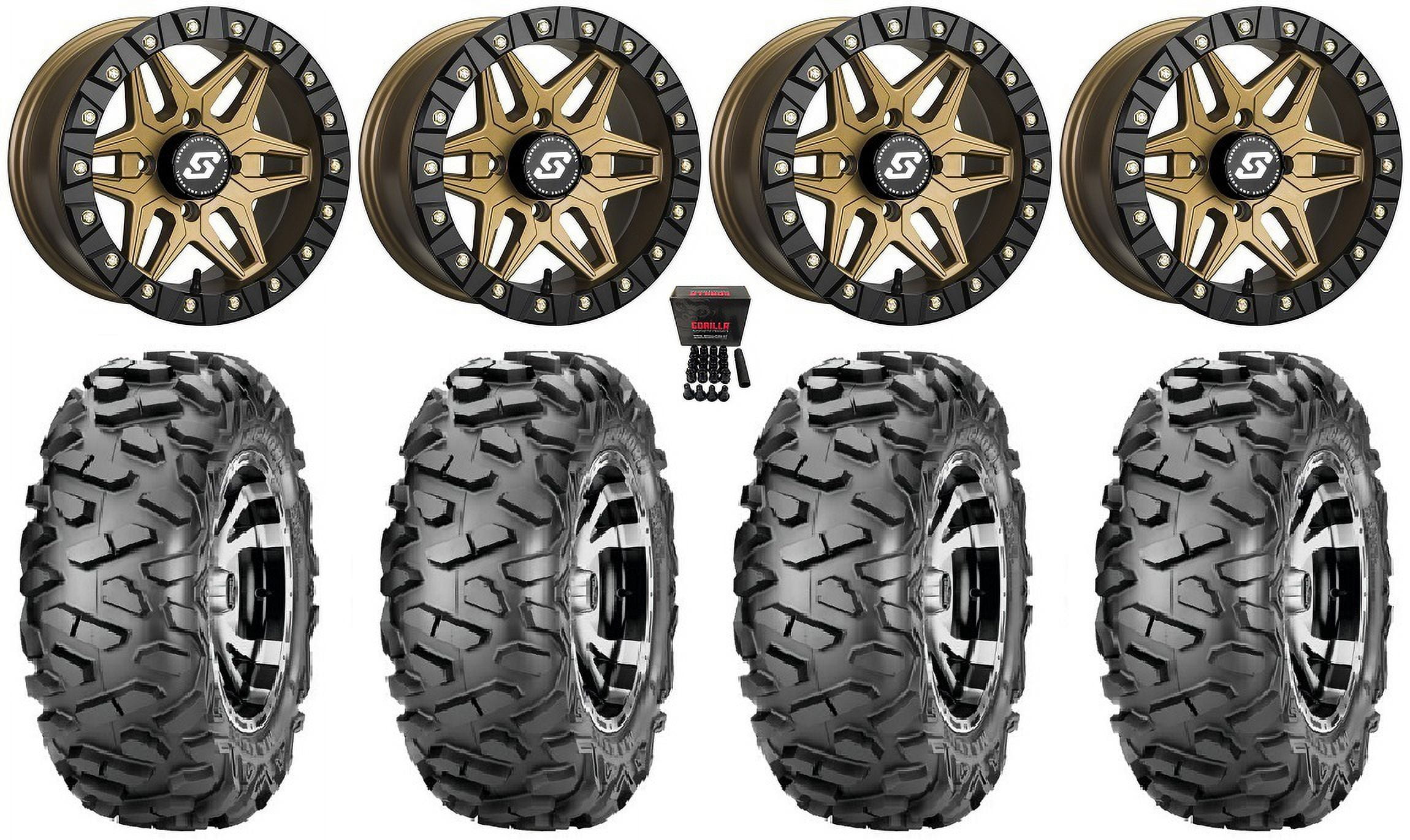 Sedona Split 6 Bdlk 14" Wheels Br 30" BigHorn Tires Honda Rincon Yamaha ...