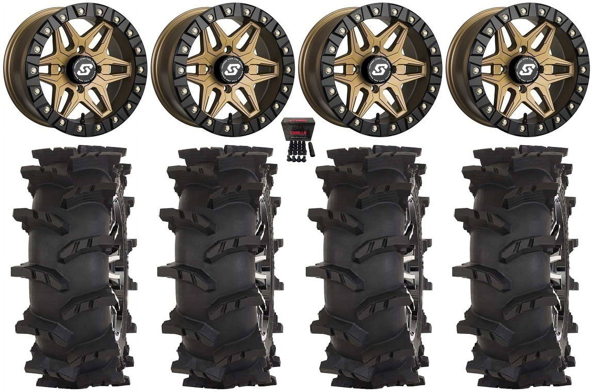 Sedona Split 6 Bdlk 14" Wheels Br 30" Outlaw Max Tires Yamaha Viking ...
