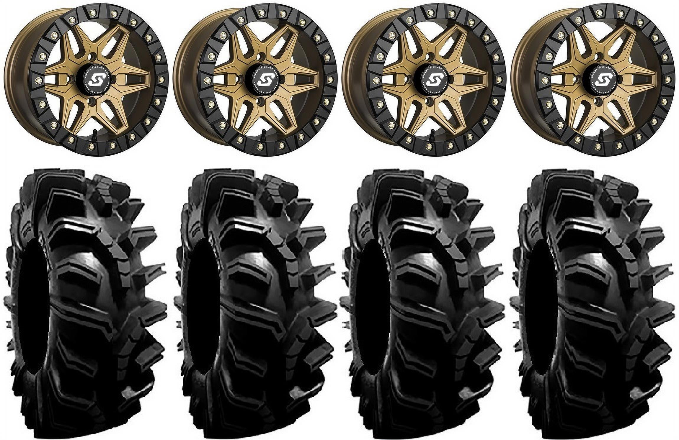 Sedona Split 6 Bdlk 14" Wheels Br +30mm 32" BogMax Tires Polaris RZR XP ...