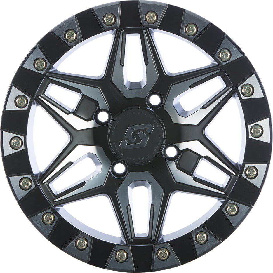 Sedona Split 6 Beadlock ATV Wheel - Machined/Black [14x7] 4/110 +10mm ...