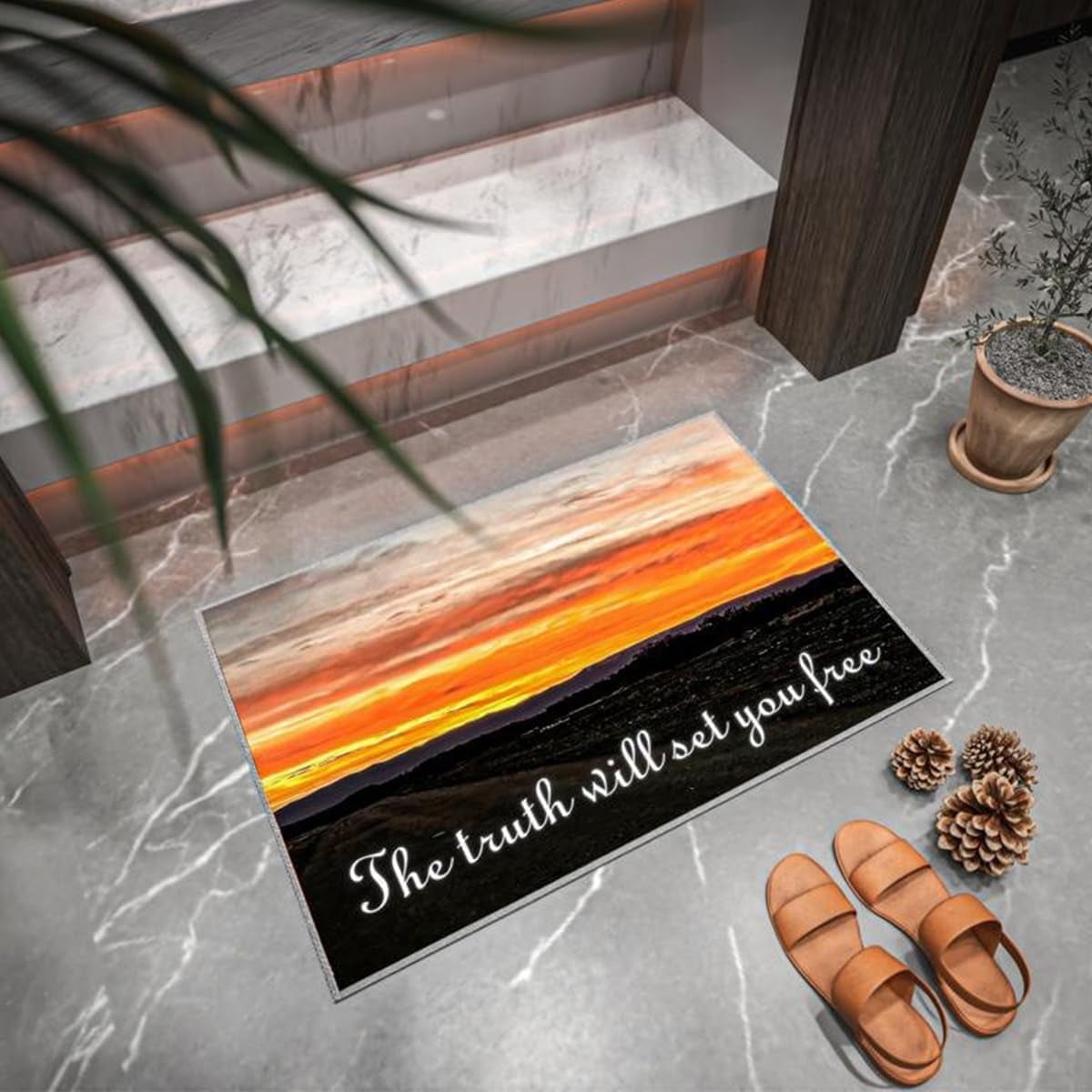 Sedona Sunset Scatter Accent Printed Rug Multicolor Polyester Mat 20" x ...