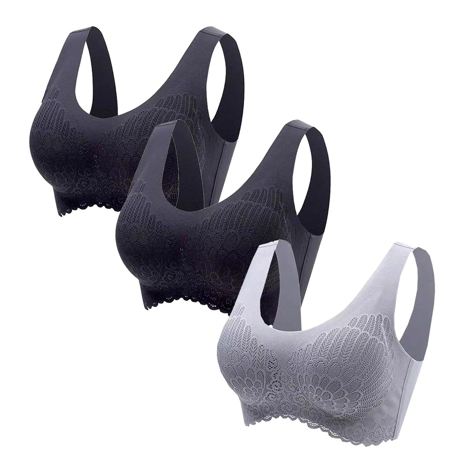 Seductiva Clearance Womens Seamless Wireless Supportive Bra Pack of 3 ...