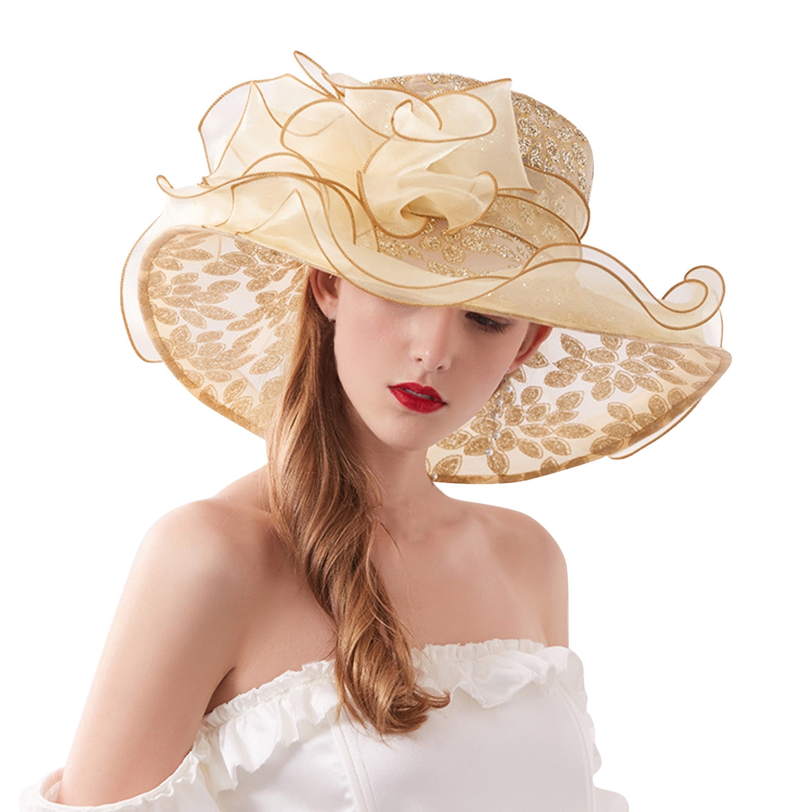 Seductiva Sun Hats Womens Summer Dress Hat Wide Leaf Flower Bridal ...