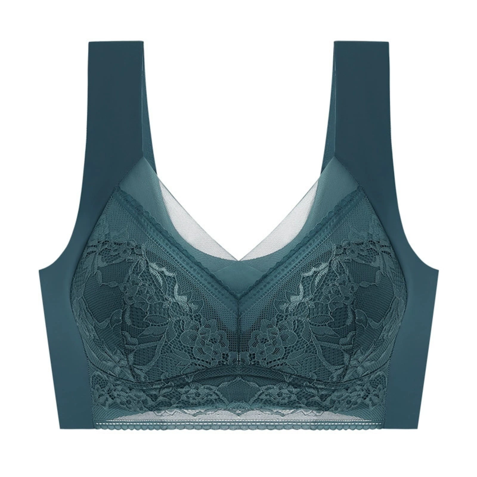 Seductiva Women's Wireless Bra Contrast Lace Wireless Bra Comfy ...